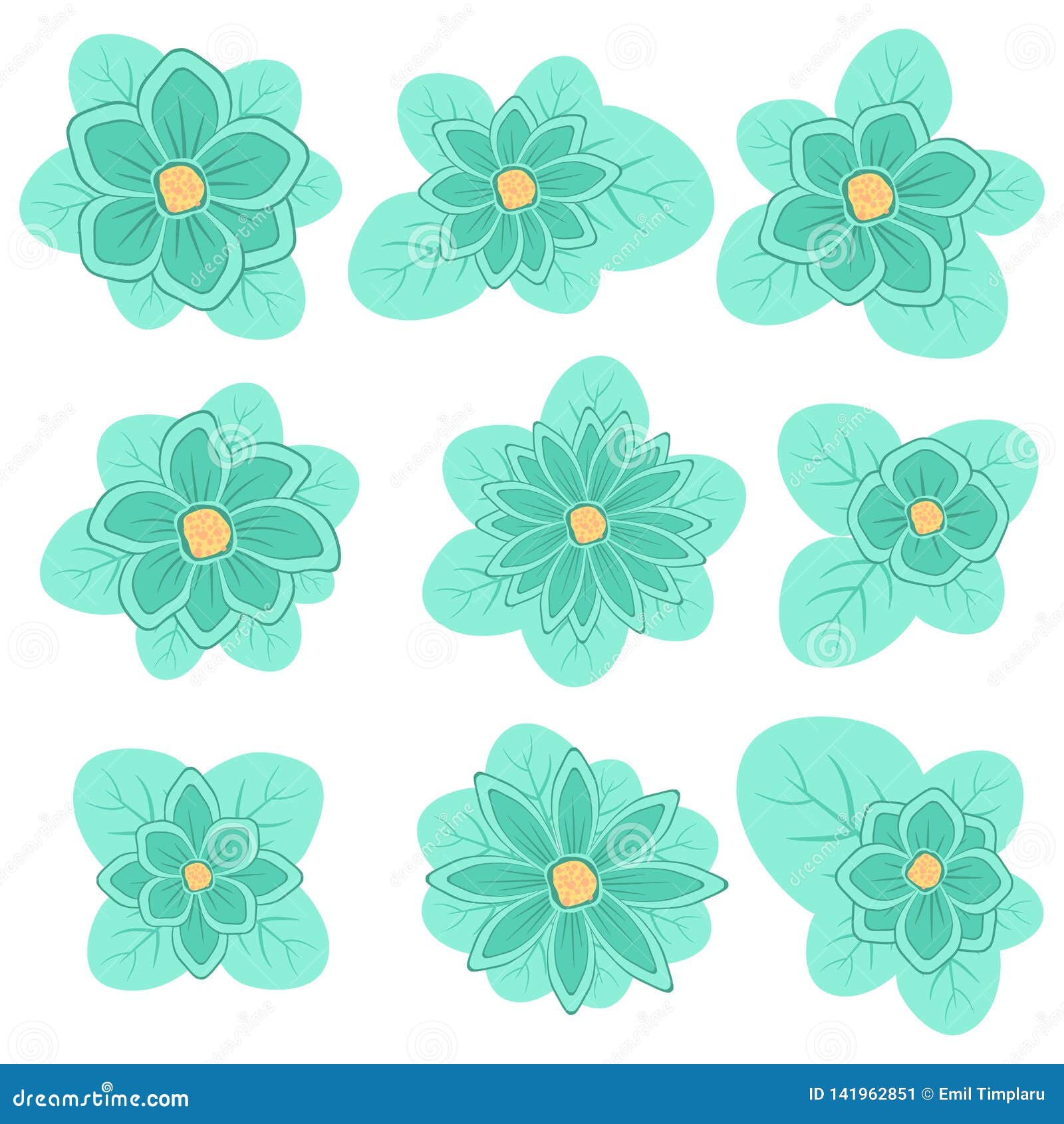 Beautiful Collection Pack of Different Floral Designs Stock Vector ...