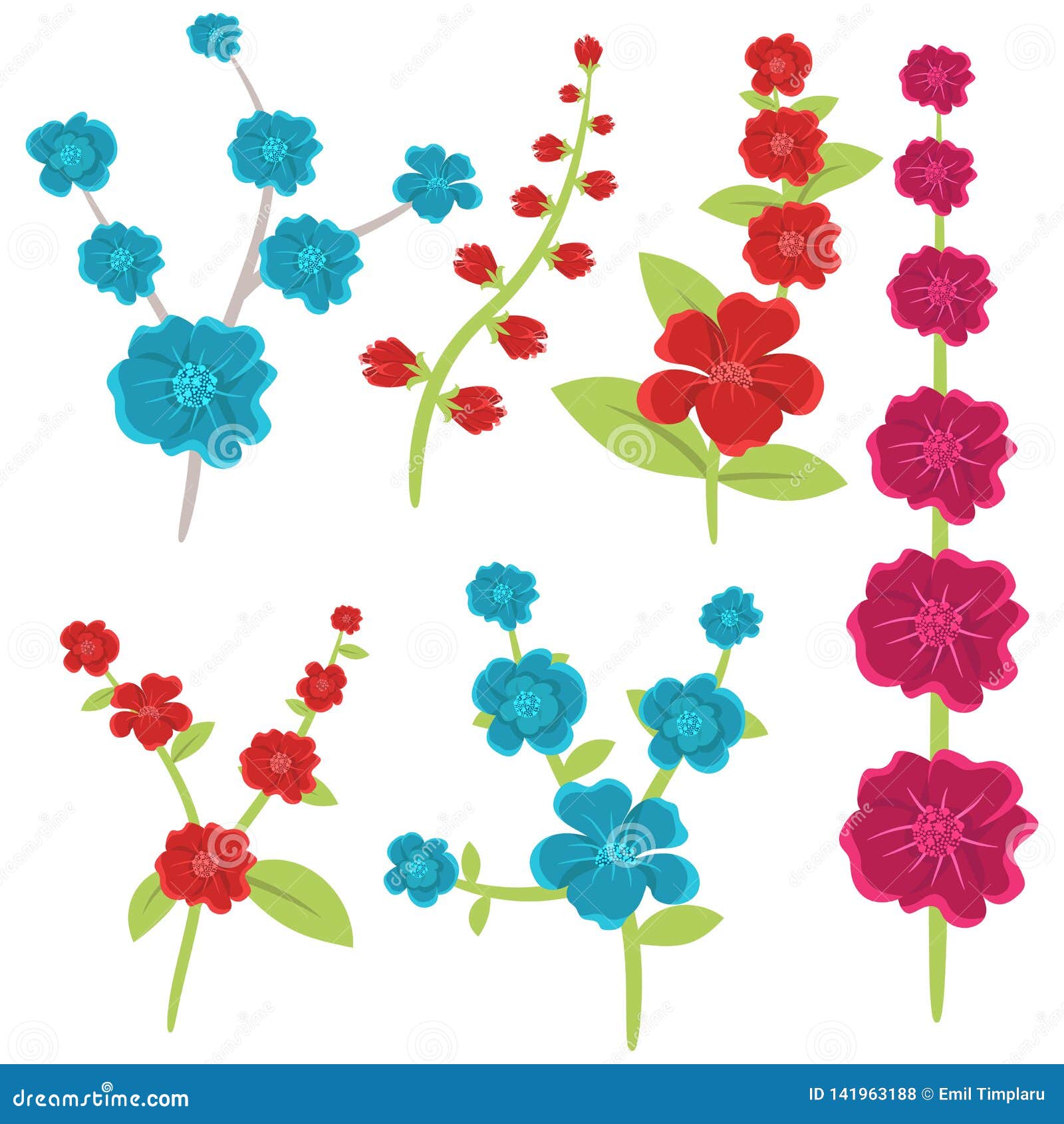 Beautiful Collection Pack of Different Floral Designs Stock Vector ...