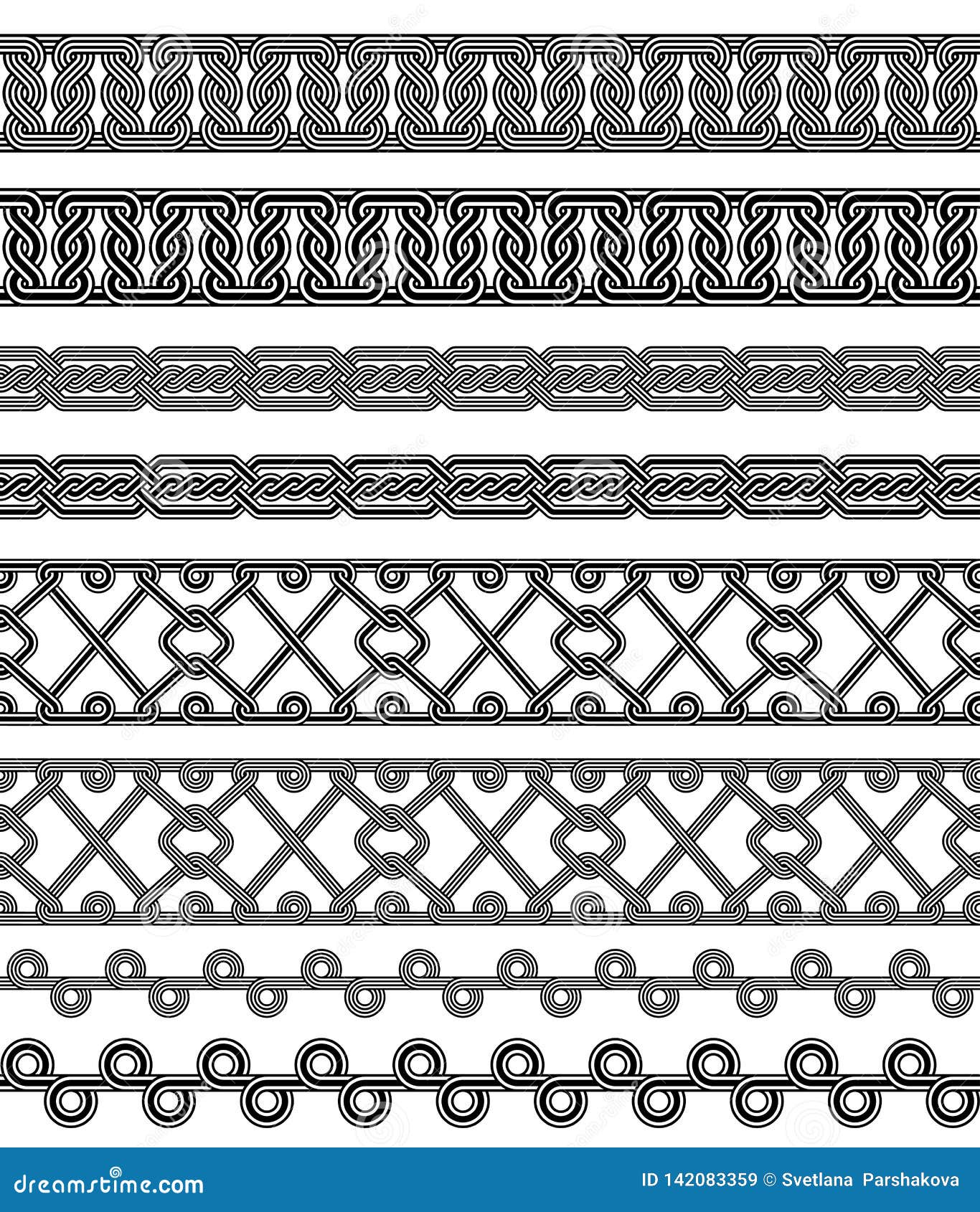 Seamless Black and White Borders. Stock Vector - Illustration of ...