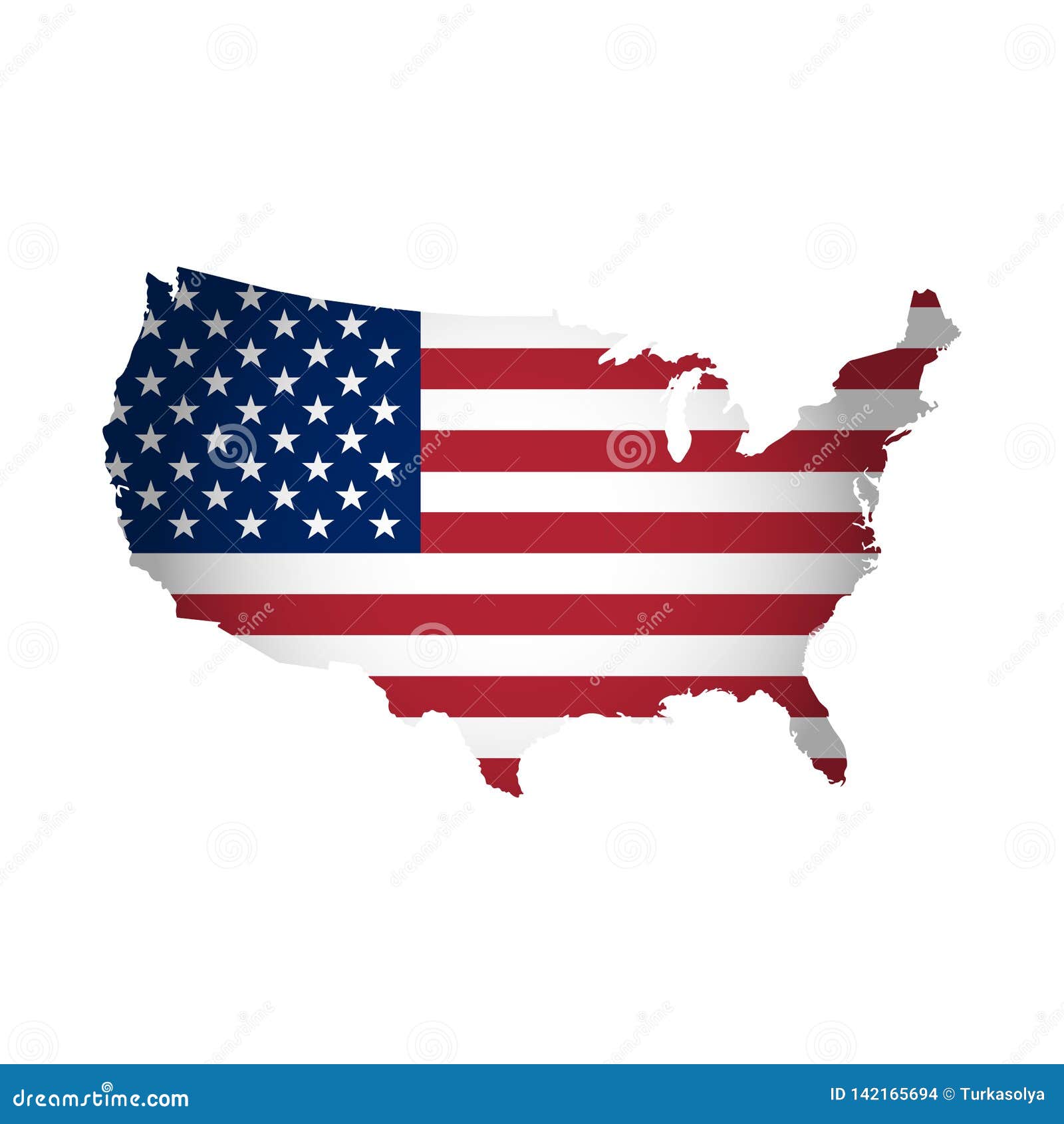Vector Illustration with American National Flag with Shape of USA Map ...