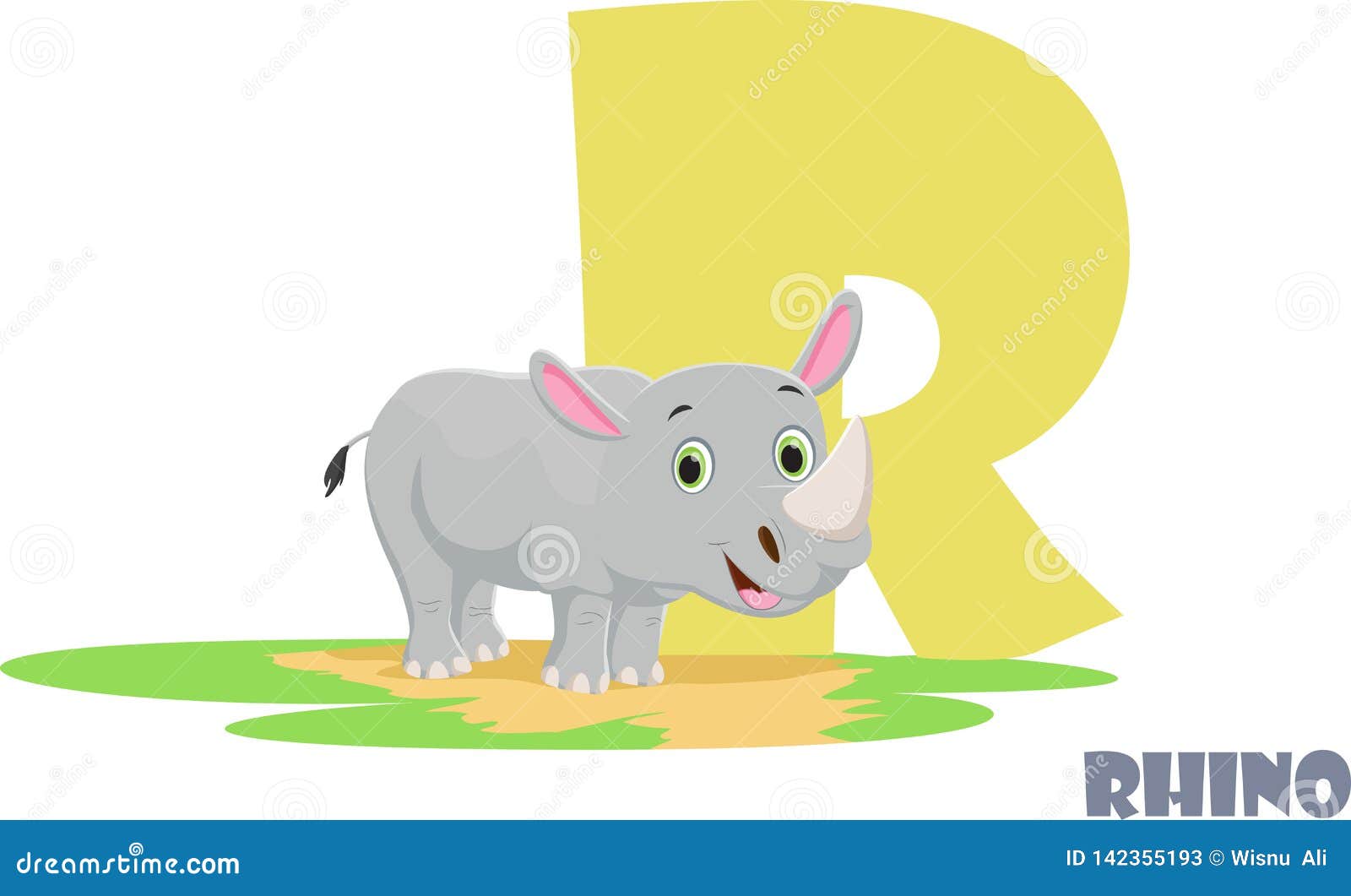 Cute Animal Zoo Alphabet. Letter R for Rhino Stock Vector ...