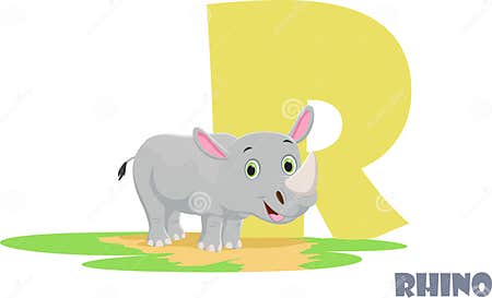 Cute Animal Zoo Alphabet. Letter R for Rhino Stock Vector ...