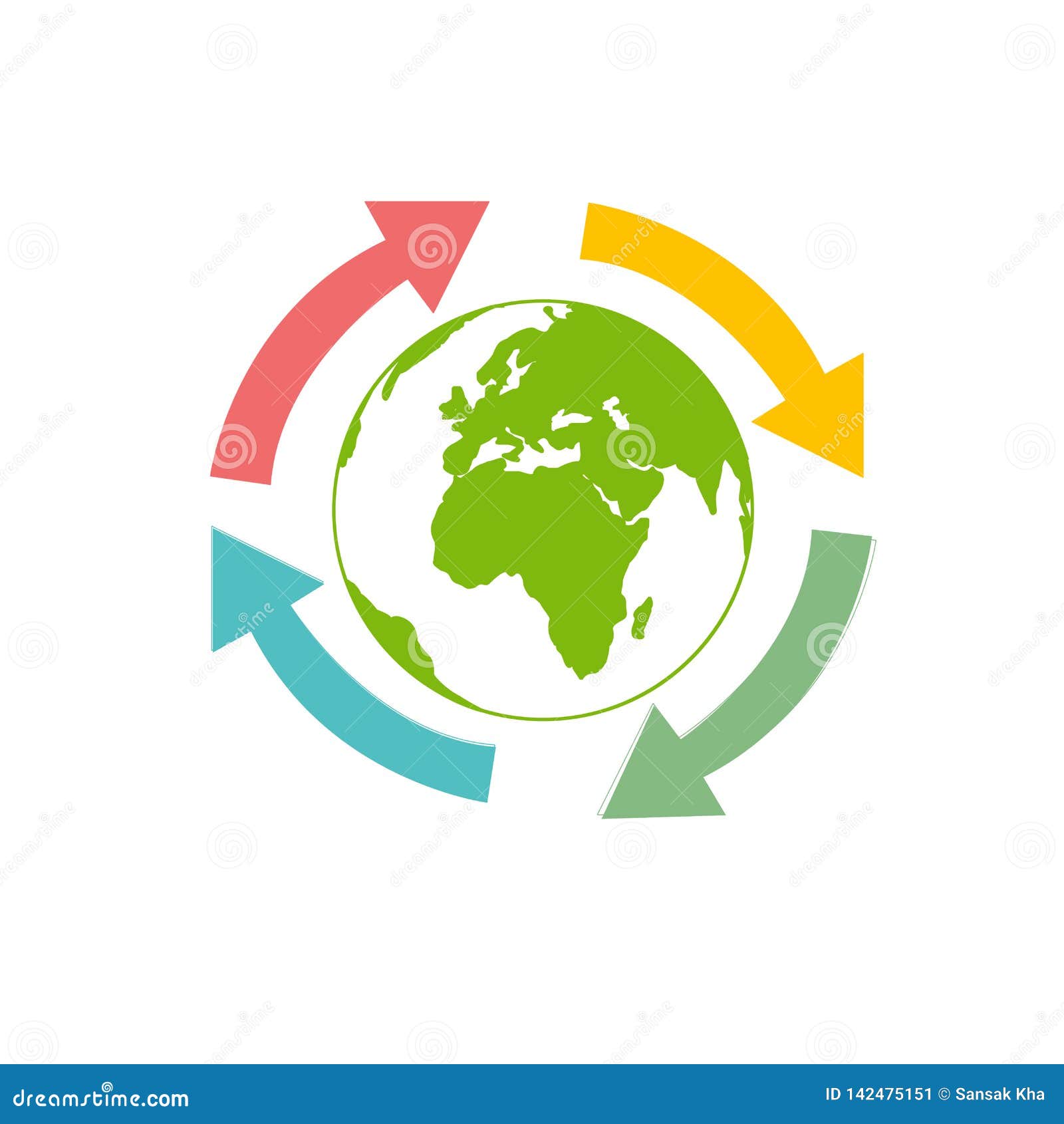 Recycle Arrows and Green Earth. Vector Illustration. Stock Illustration ...