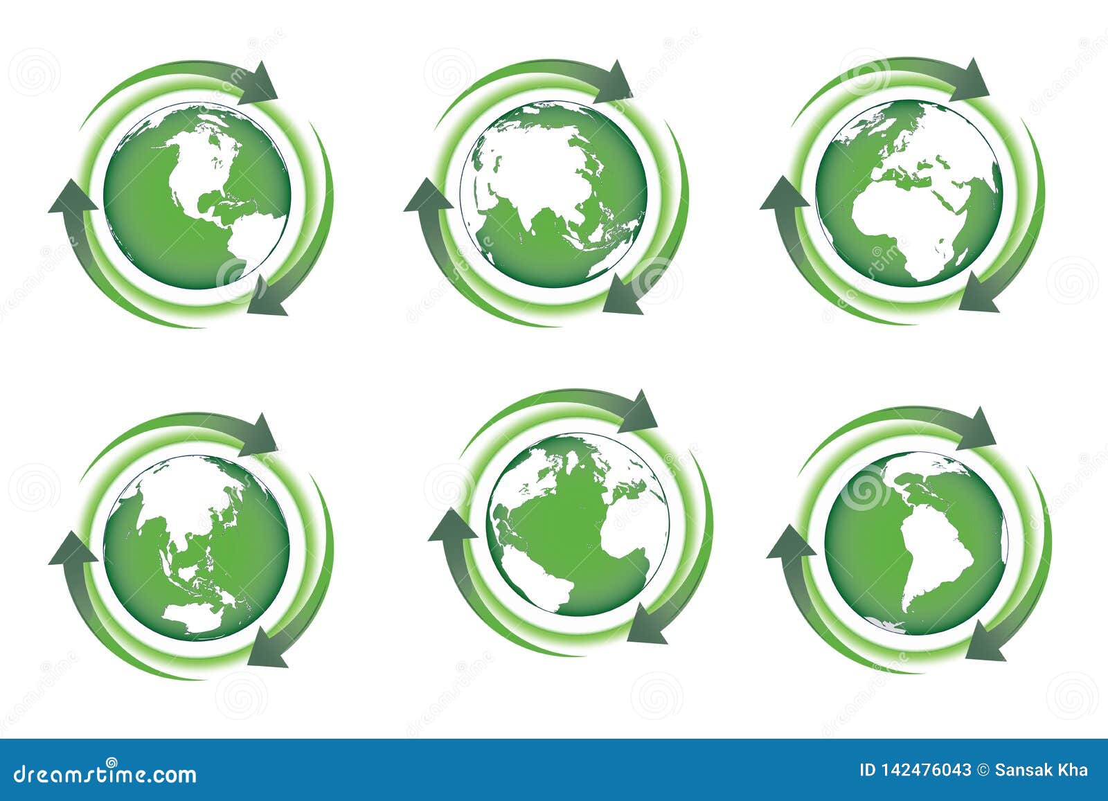 Recycle Arrows and Green Earth. Vector Illustration. Stock Illustration ...