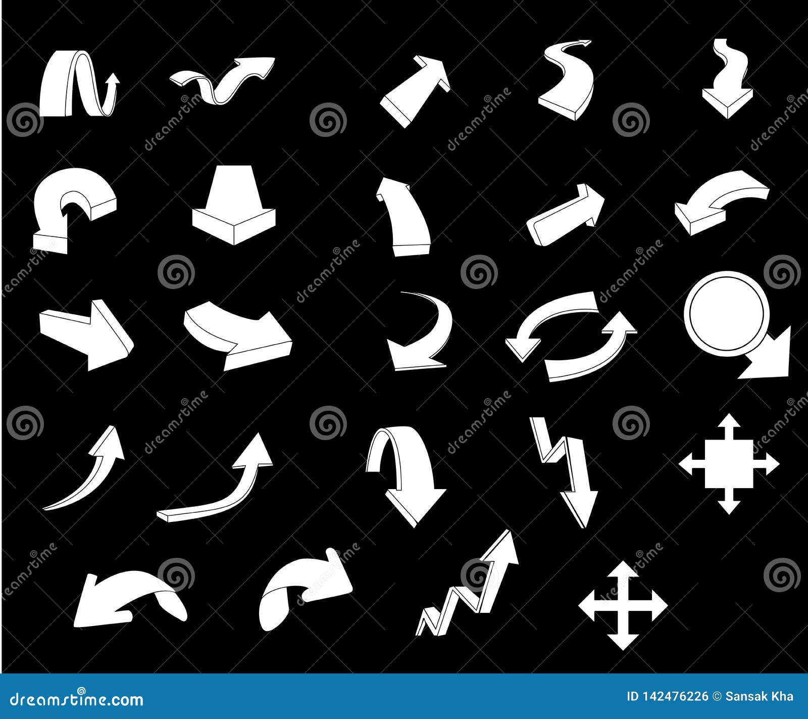 Vector Illustration of Plain Arrow Icons. Stock Vector - Illustration ...