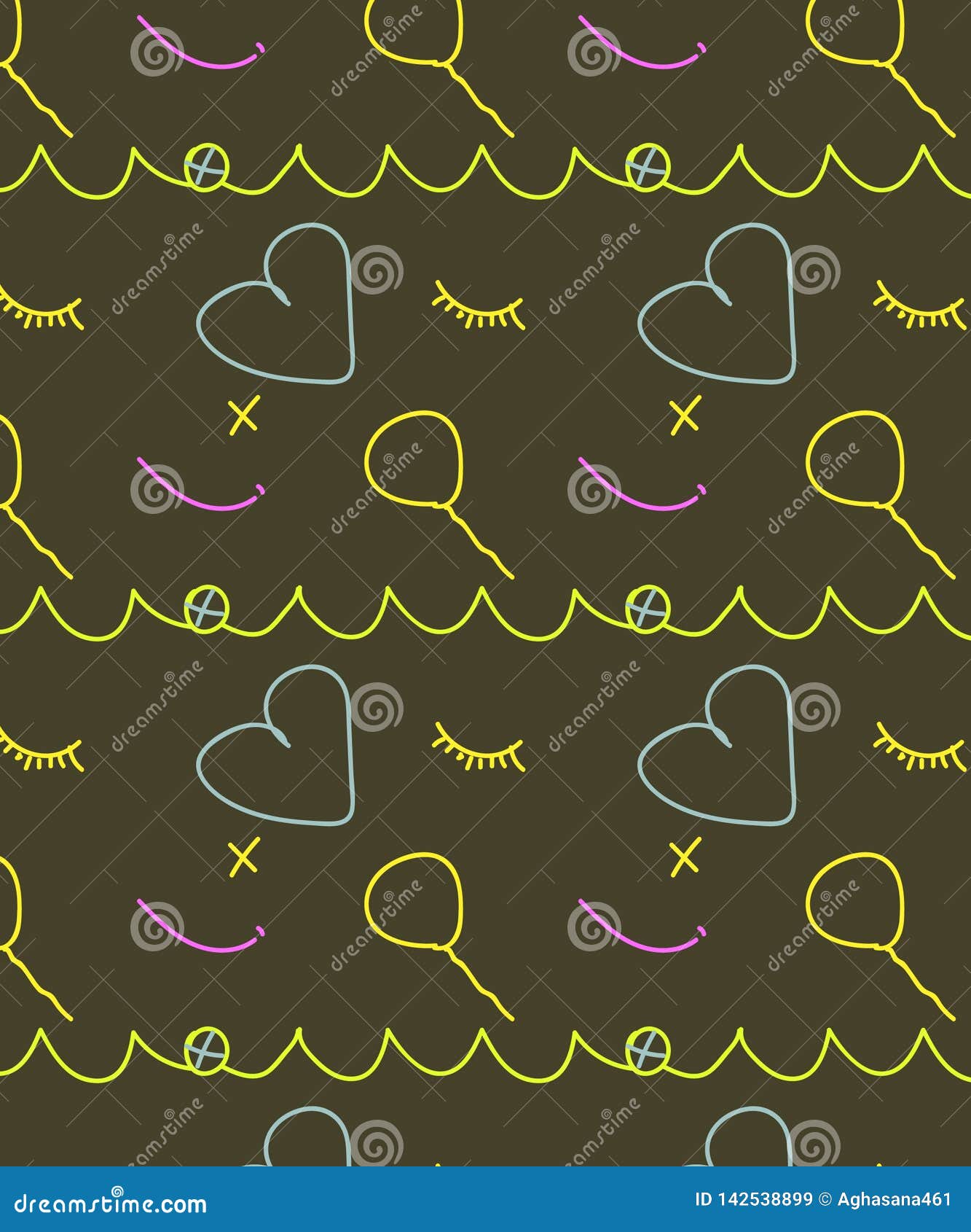 Kids Happy Objects Seamless Pattern Stock Vector - Illustration of ...