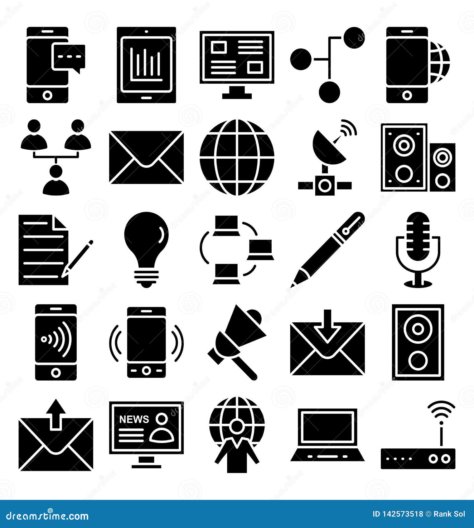 Communication and Digital Devices Isolated Vector Icons Set that Can Be ...