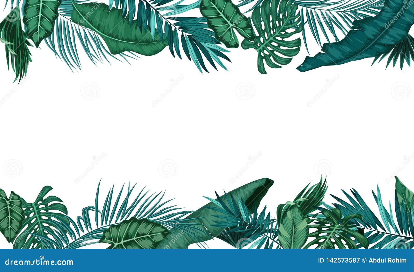 Tropical Leaf Shape Frame on White Background Stock Illustration ...
