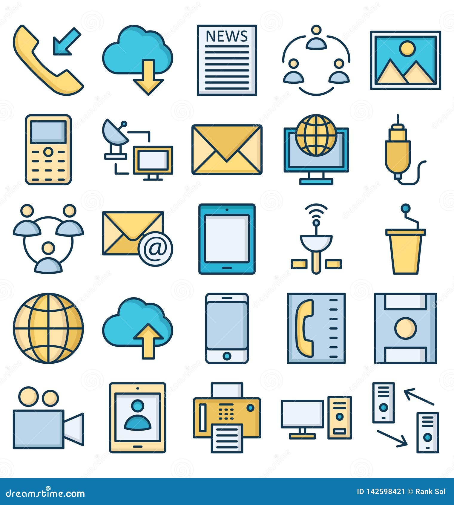 Communication and Digital Devices Isolated Vector Icons Set that Can Be ...