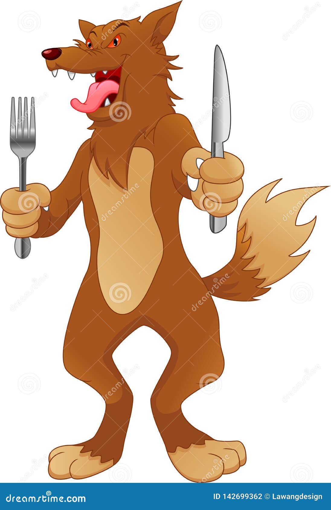 Wolf ready to eat cartoon stock vector. Illustration of design - 142699362