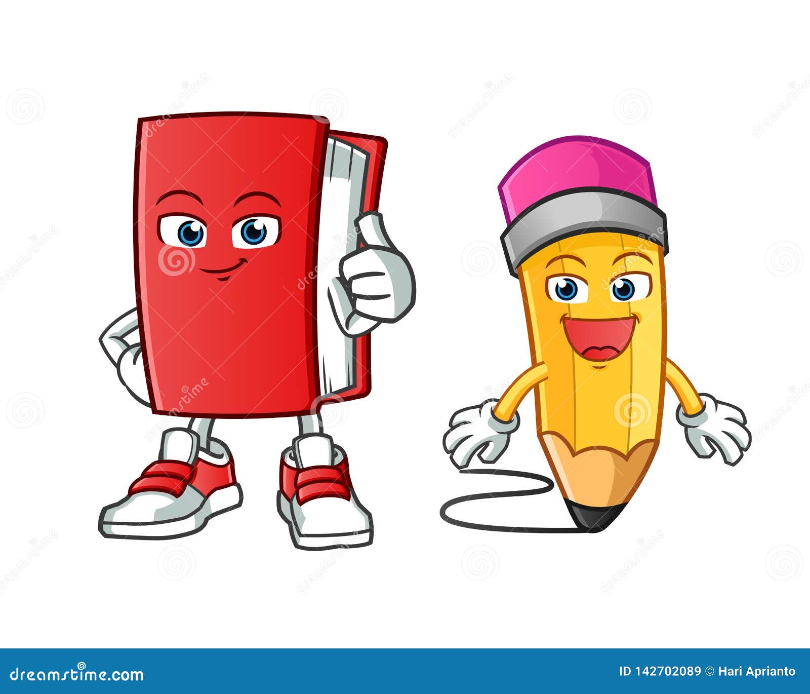 Book and Pencil Mascot Vector Cartoon Illustration Stock Vector ...