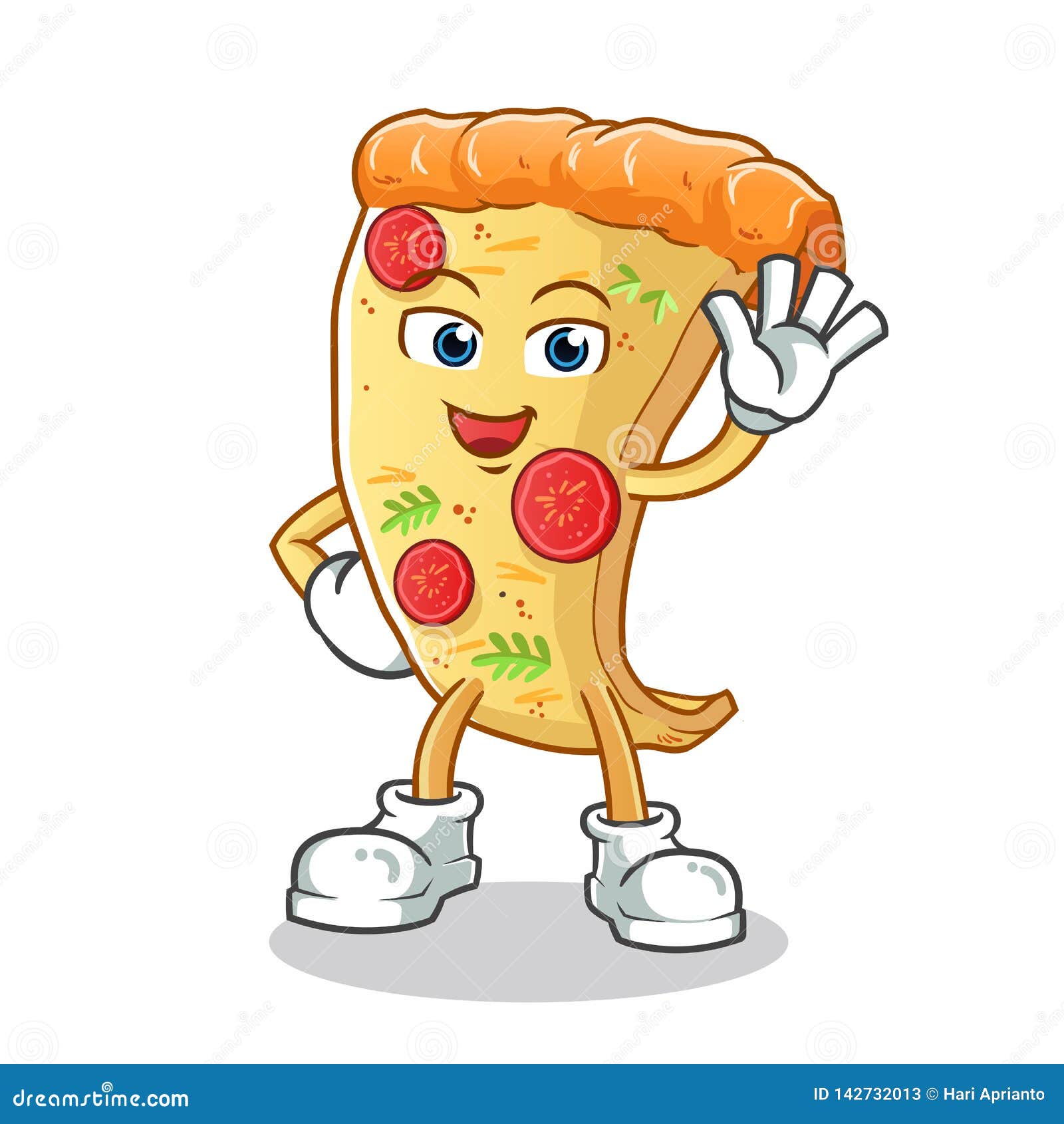 Pizza Waving Mascot Vector Cartoon Illustration | CartoonDealer.com ...