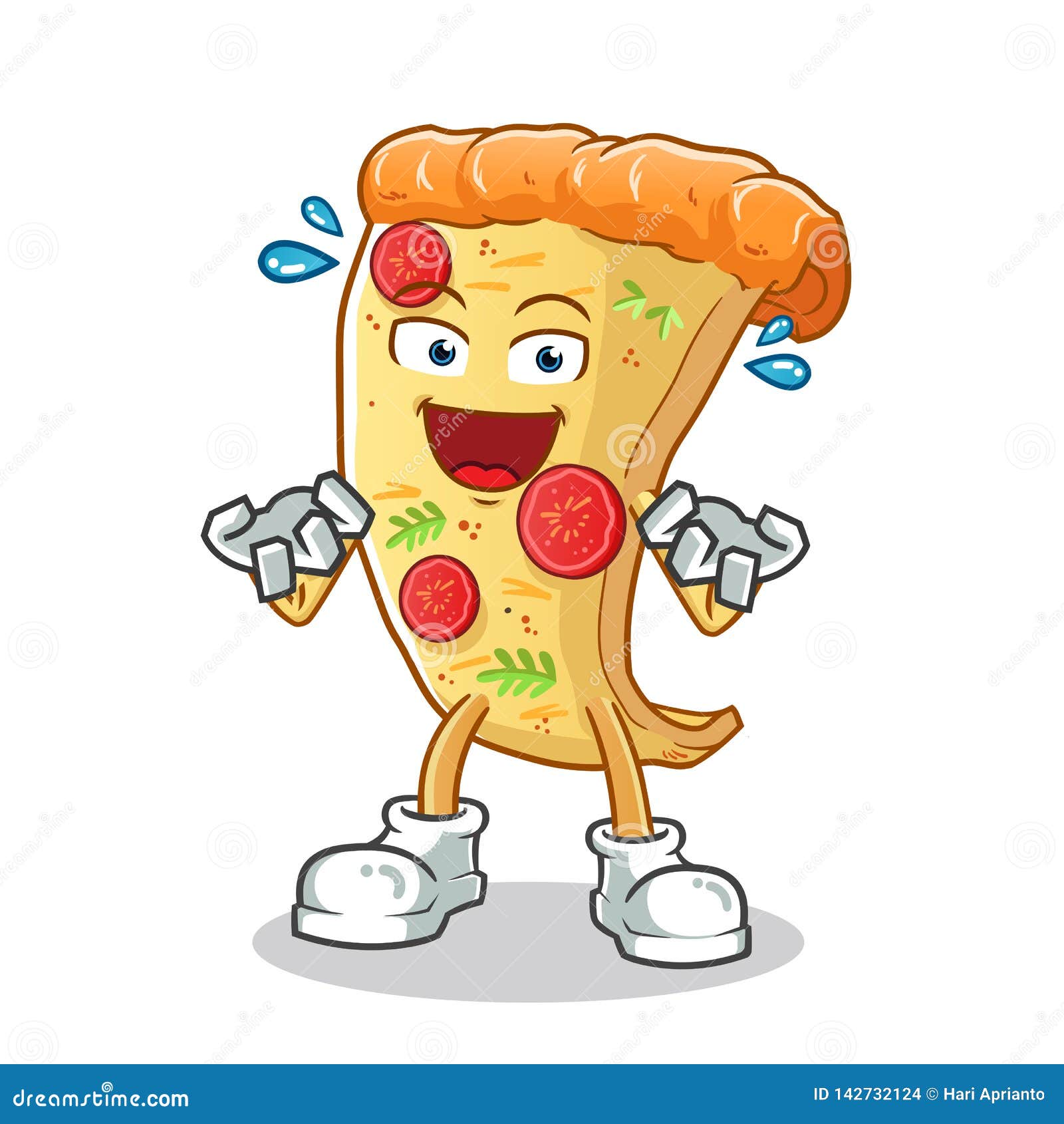 Pizza Very Excited Mascot Vector Cartoon Illustration | CartoonDealer ...