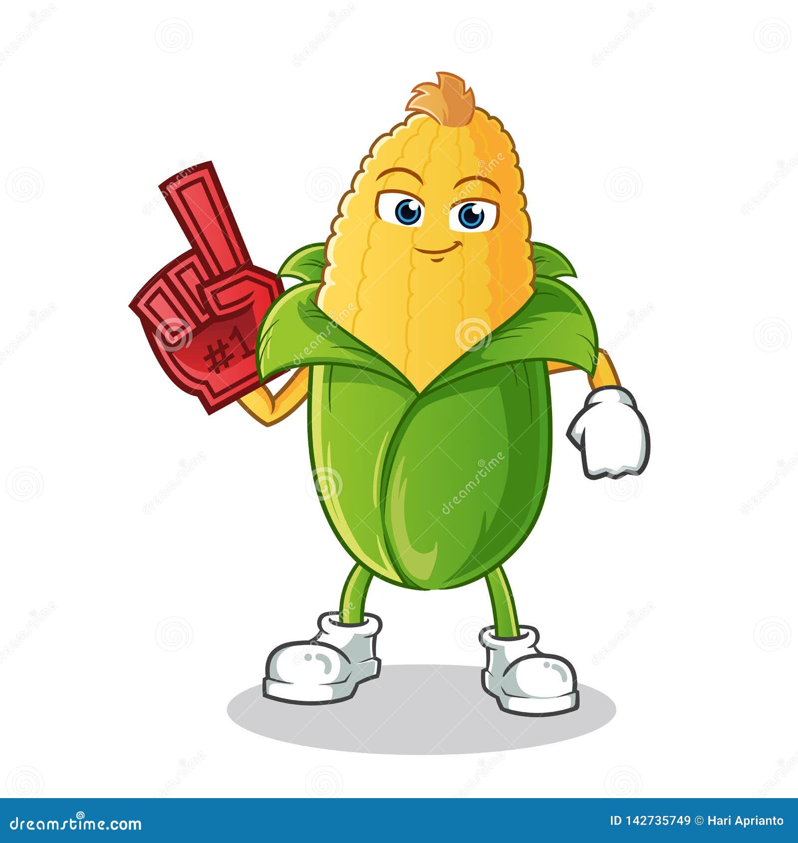 Corn Number One Fan Mascot Vector Cartoon Illustration Stock Vector ...