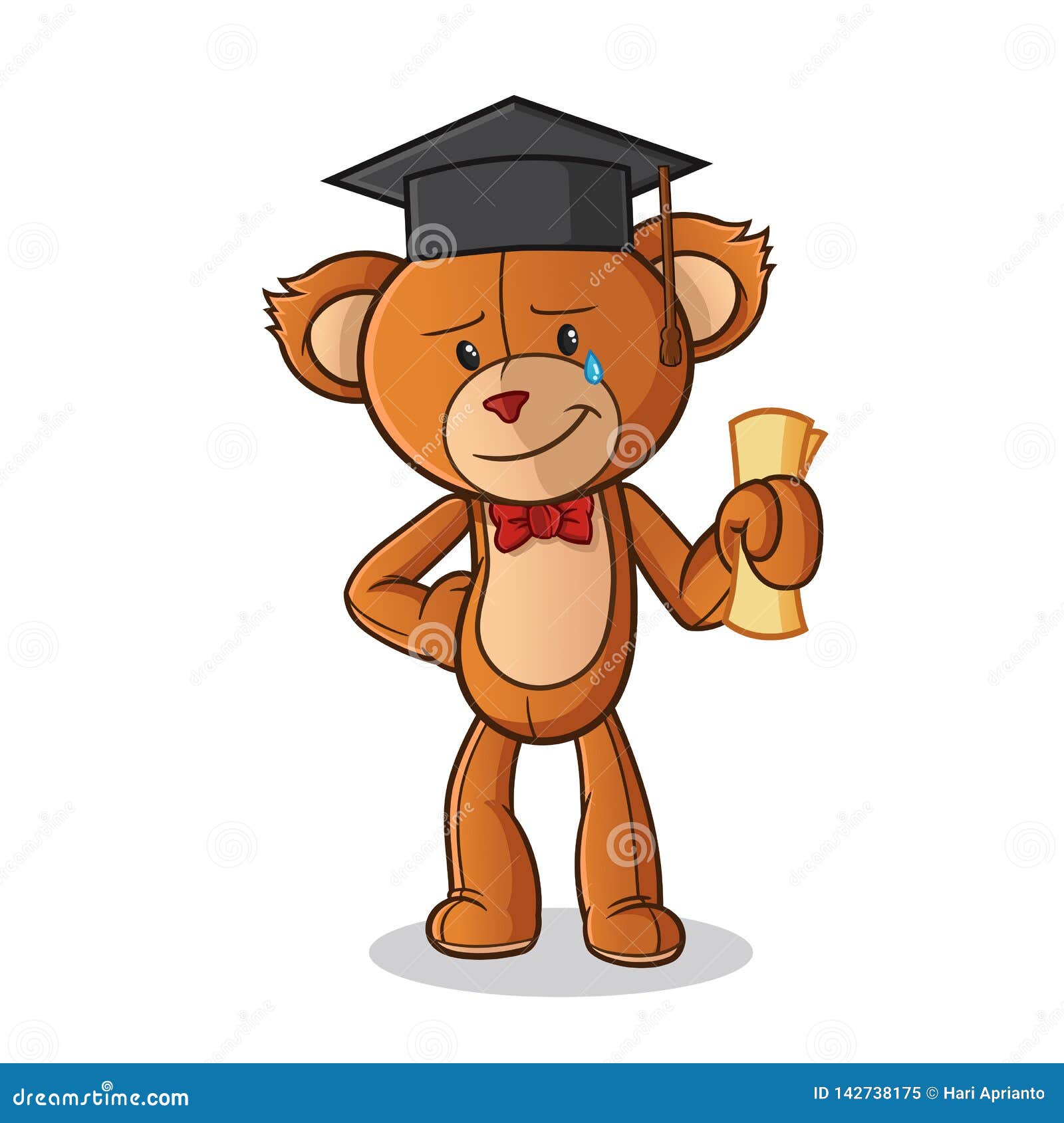 Teddy Bear Doll Graduation Mascot Vector Cartoon Art Illustration Stock ...