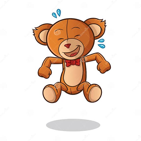 Teddy Bear Jumping Mascot Vector Cartoon Art Illustration Stock Vector ...