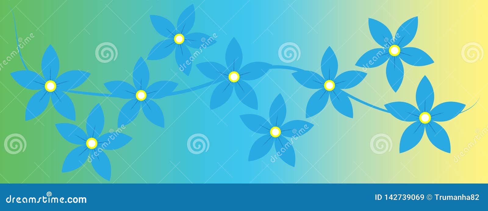 Blue Flowers Line in Pastel Colors Background Stock Illustration ...