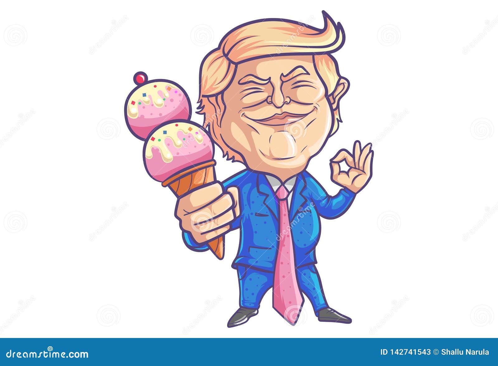 Vector Cartoon Illustration of Cute Trump. Editorial Stock Photo ...