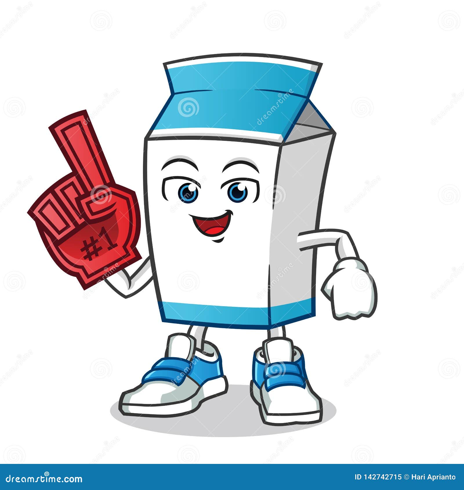 Milk Number One Fan Mascot Vector Cartoon Illustration Stock Vector ...