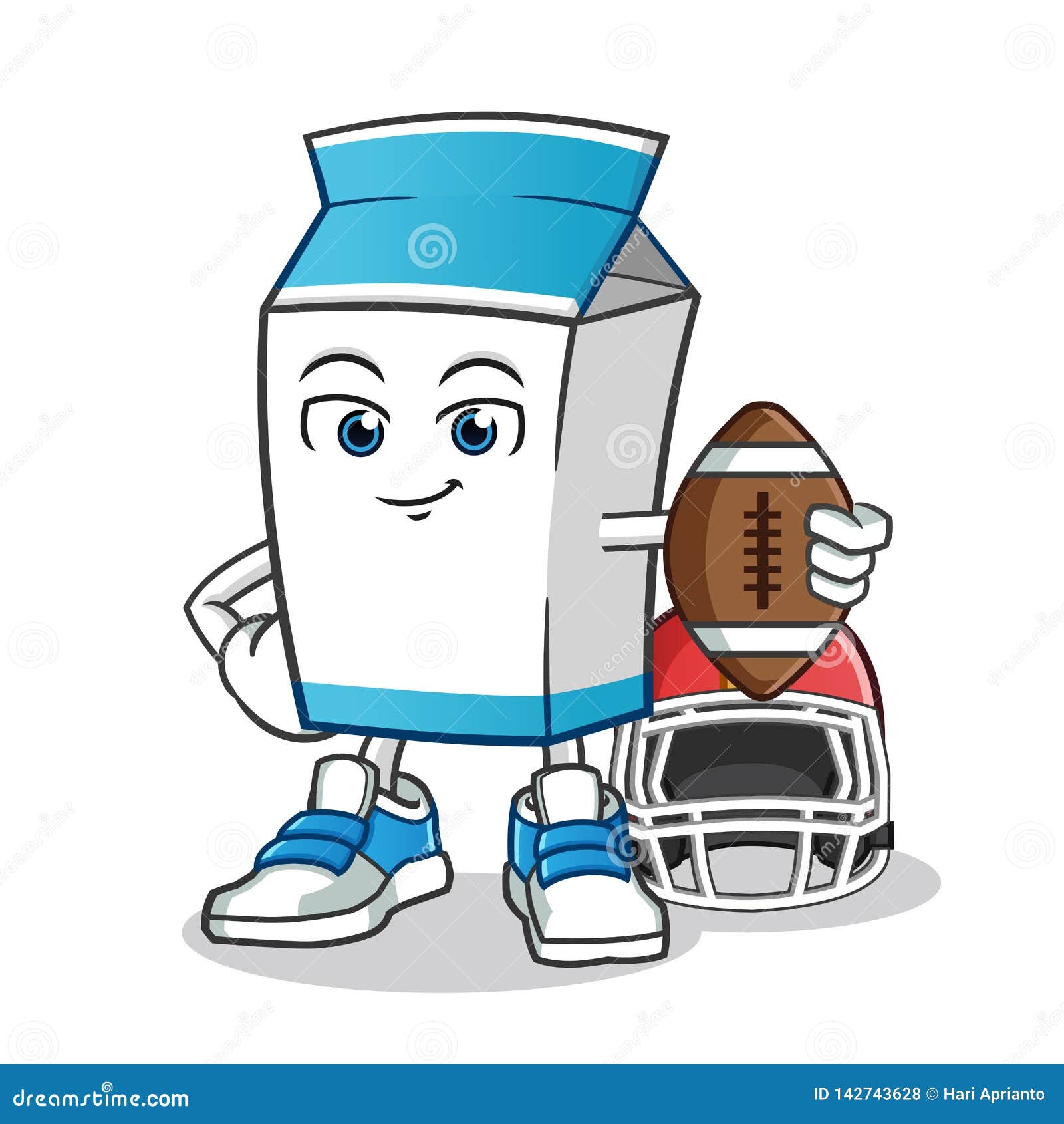 Milk Playing Football America Mascot Vector Cartoon Illustration Stock ...