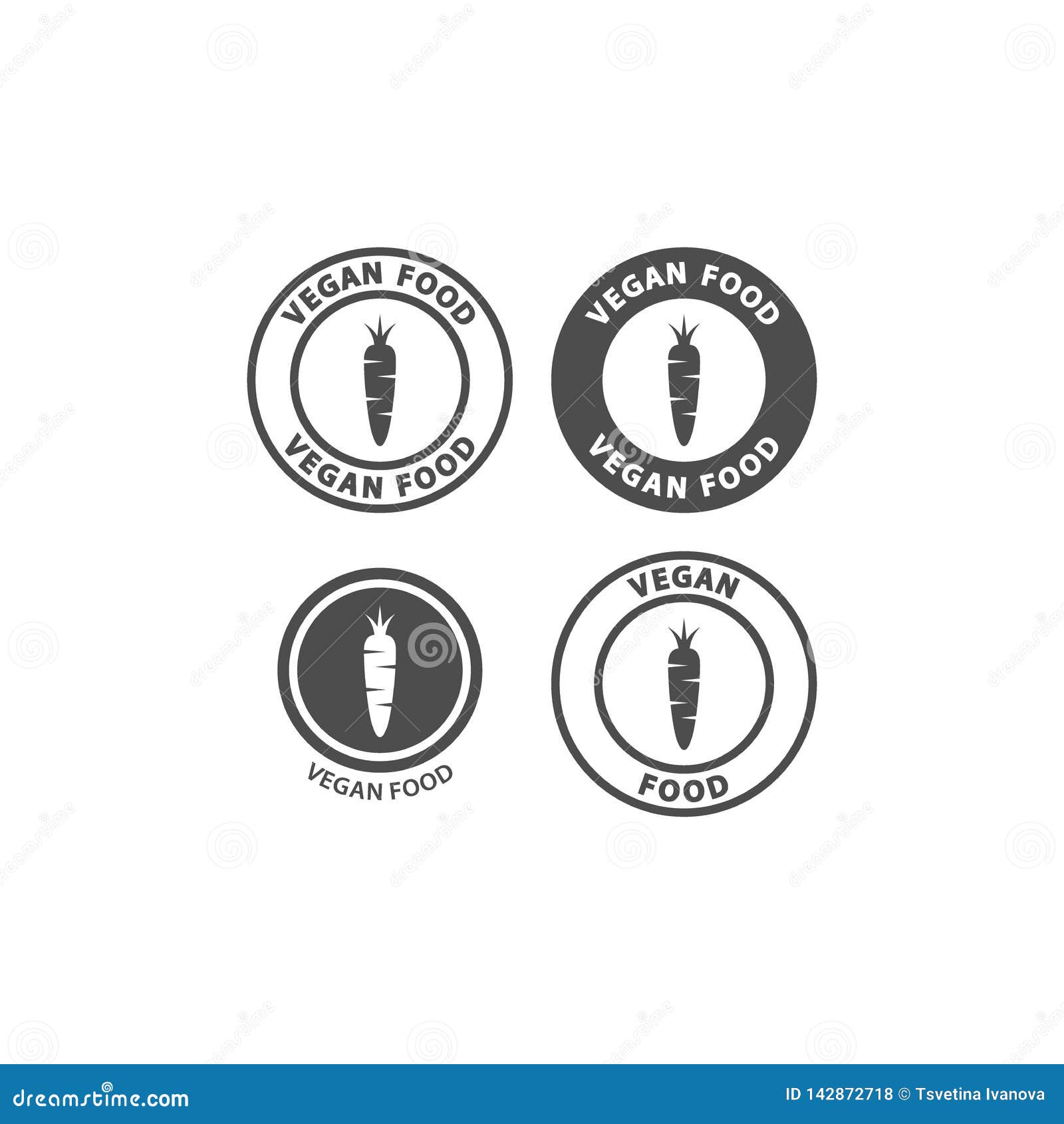 Vegan Food Black Vector Label with Carrot. Stock Vector - Illustration ...