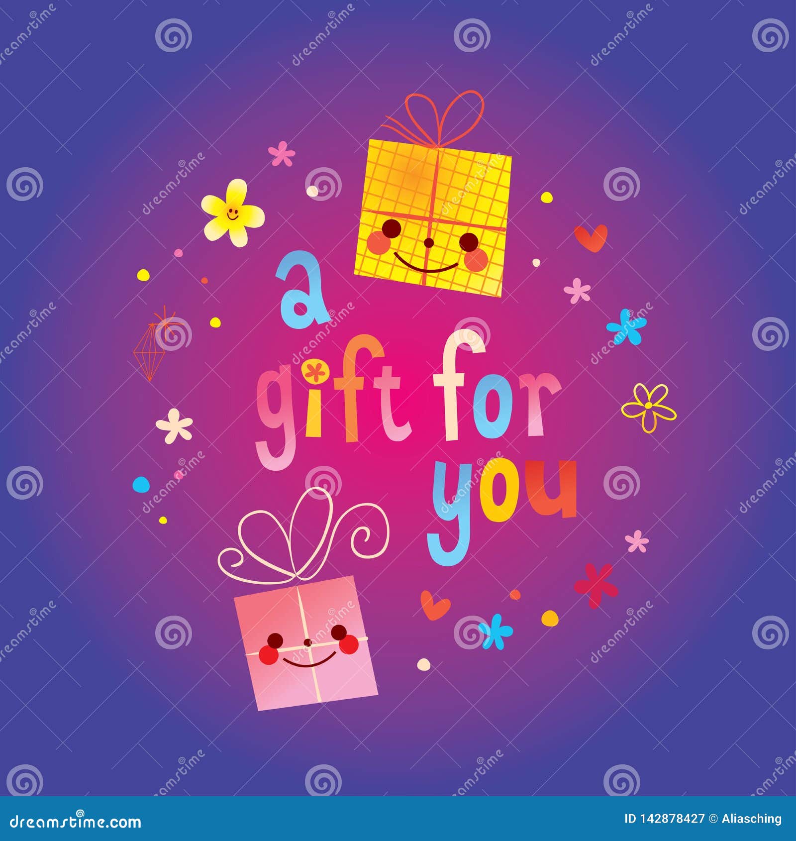 A gift for you stock vector. Illustration of flower - 142878427