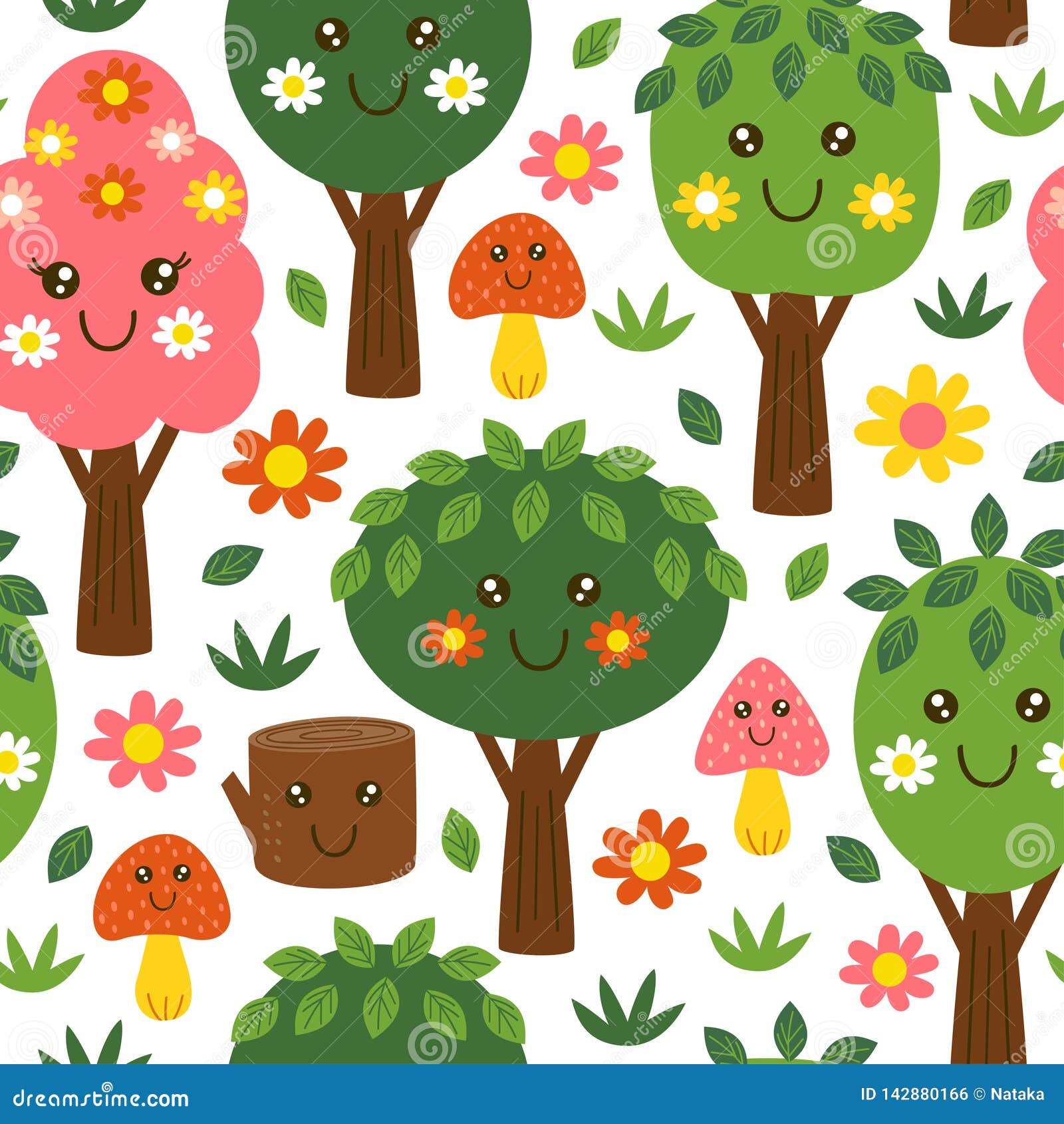 Funny Trees Cartoon Characters Collection, Comic Trees With Cute Faces ...