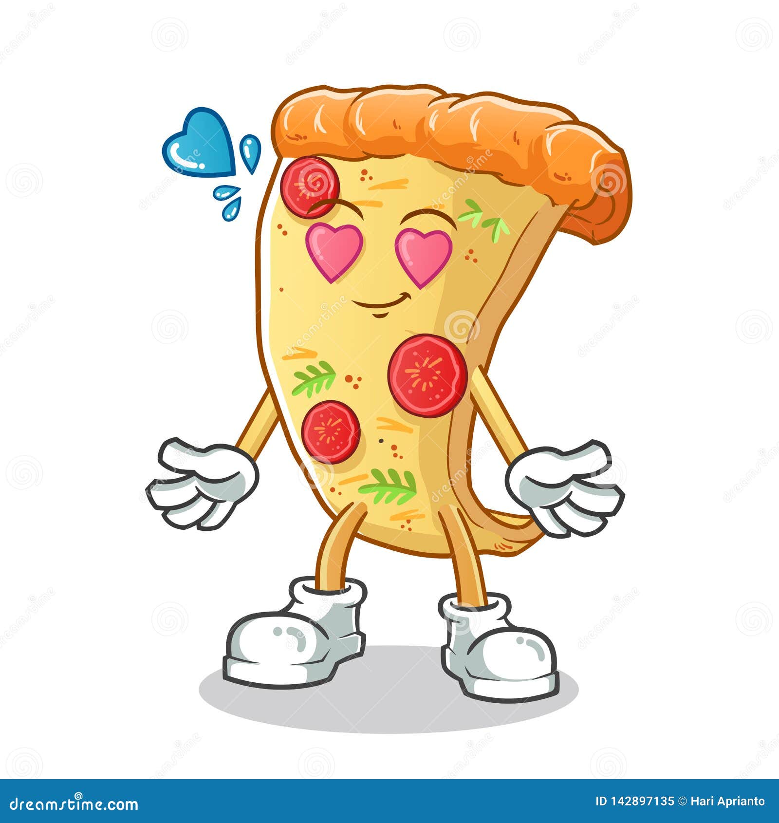 Pizza Fall in Love Mascot Vector Cartoon Illustration Stock Vector ...
