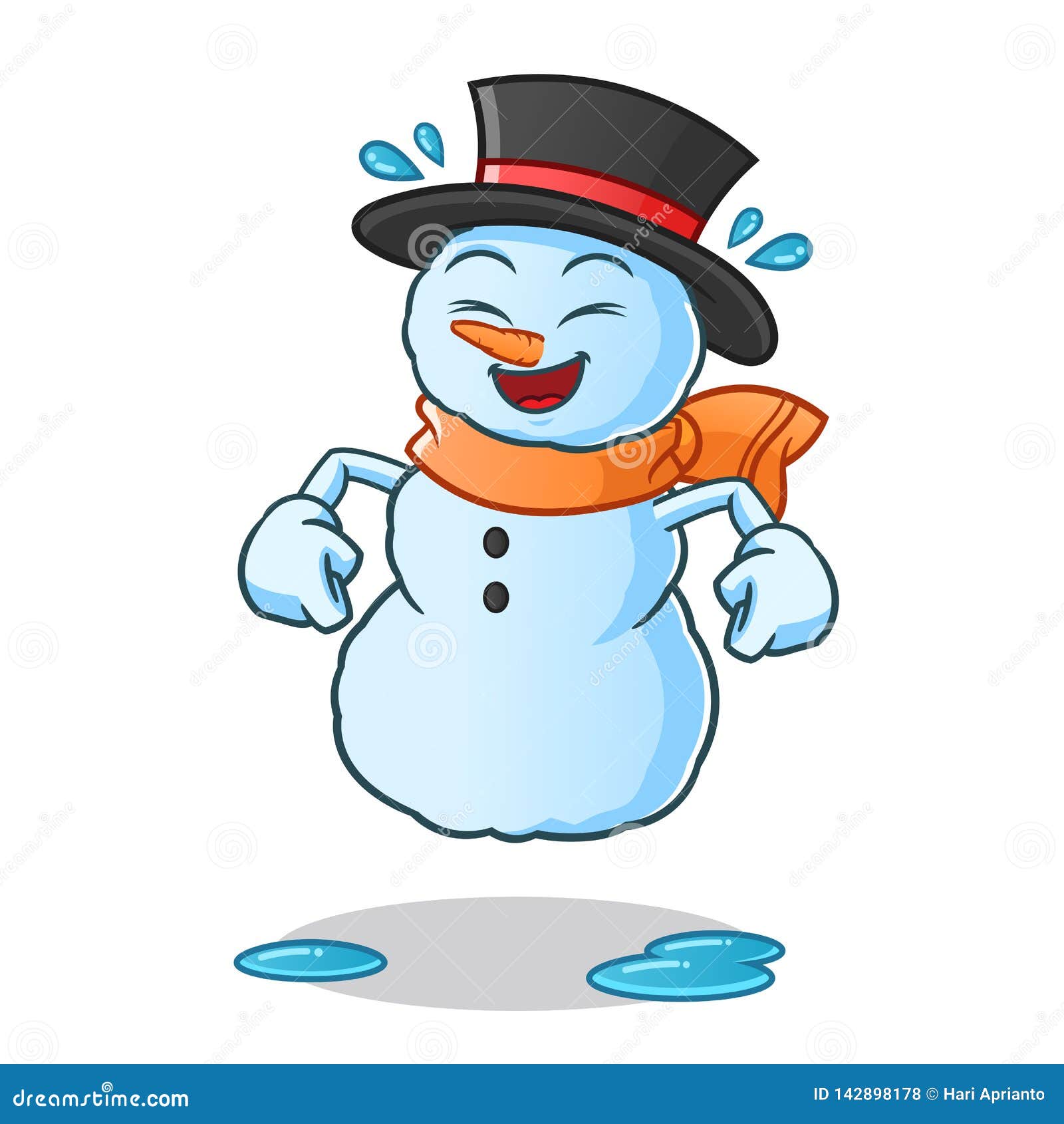 Snowman Jumping Mascot Vector Cartoon Illustration Stock Vector ...