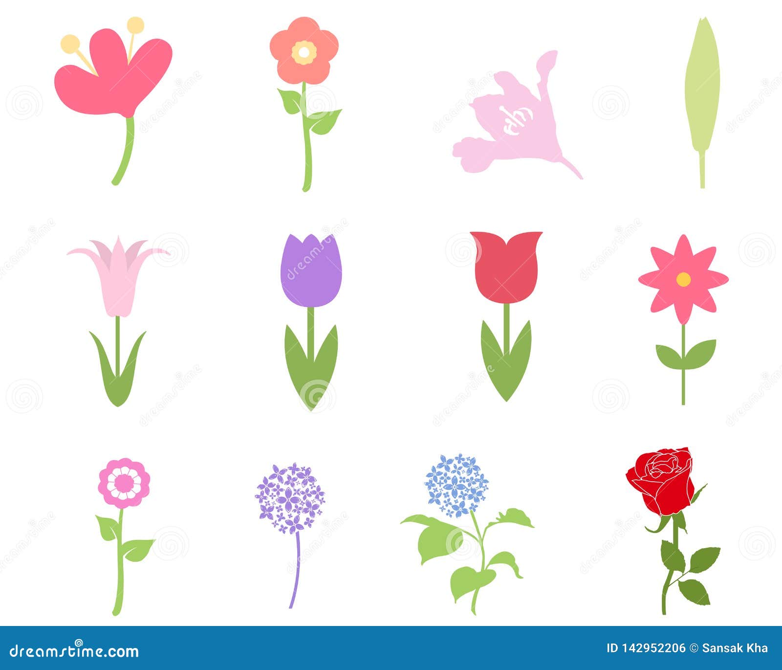 Flower color icon set stock vector. Illustration of collection - 142952206