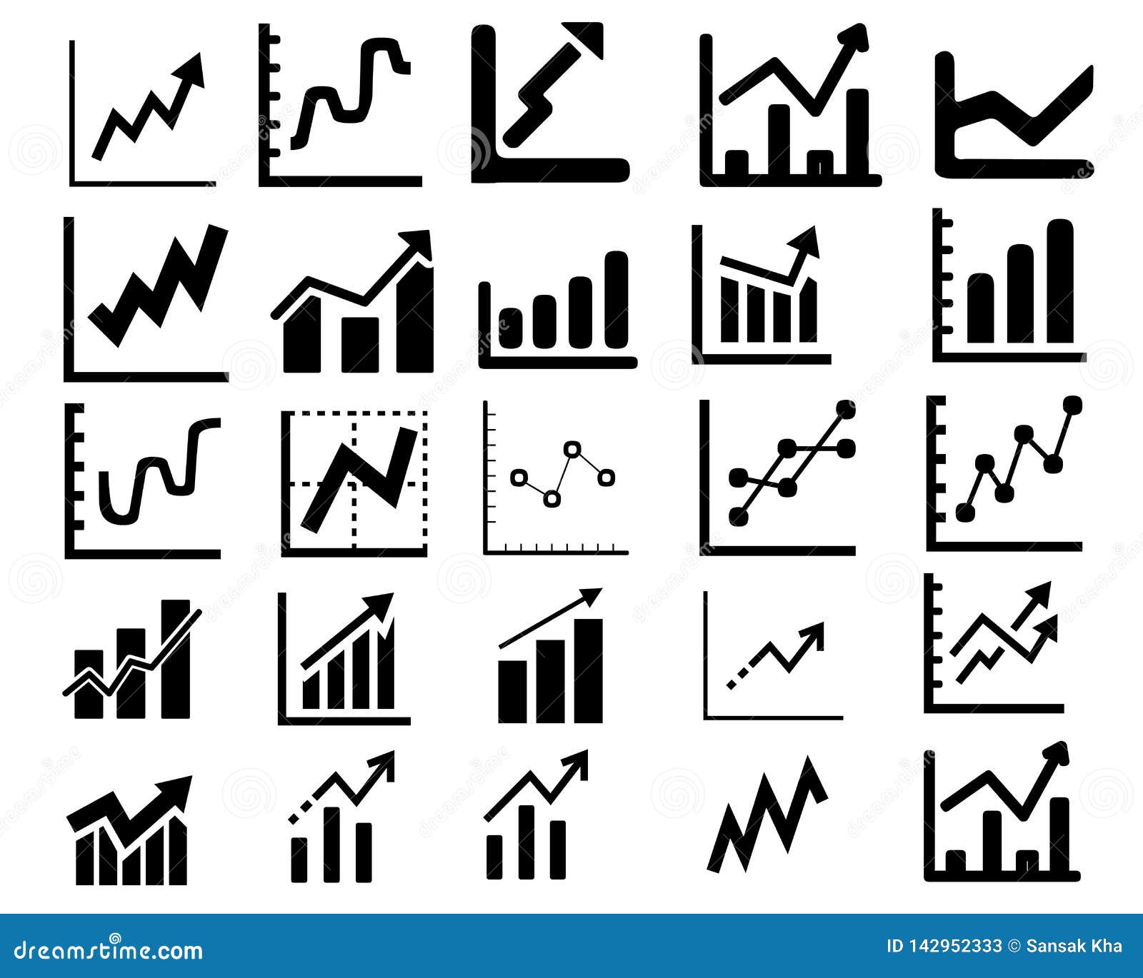 Graph Icon, Icon Set of Chart Stock Vector - Illustration of isolated ...