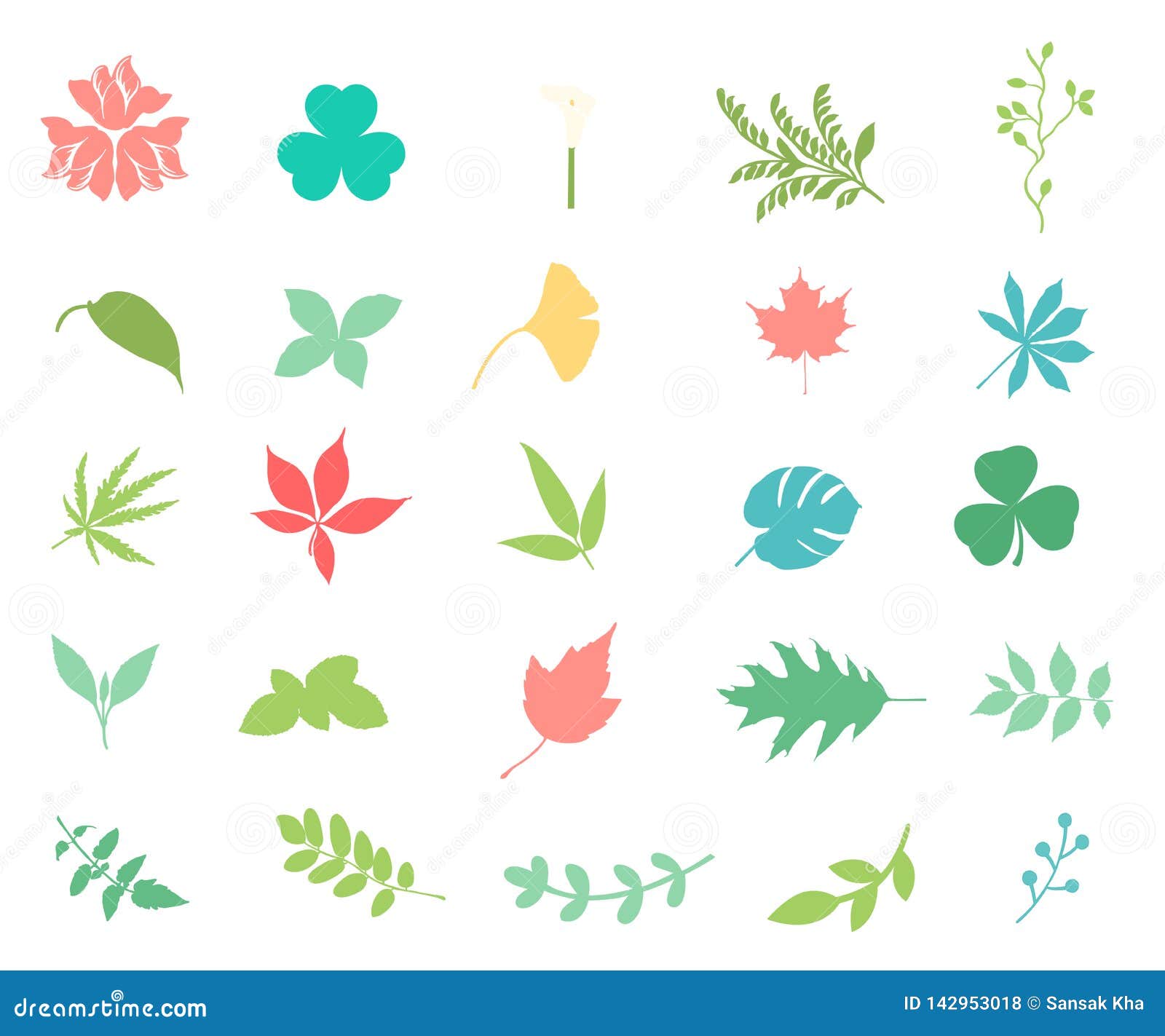 Flower color icon set stock illustration. Illustration of flat - 142953018