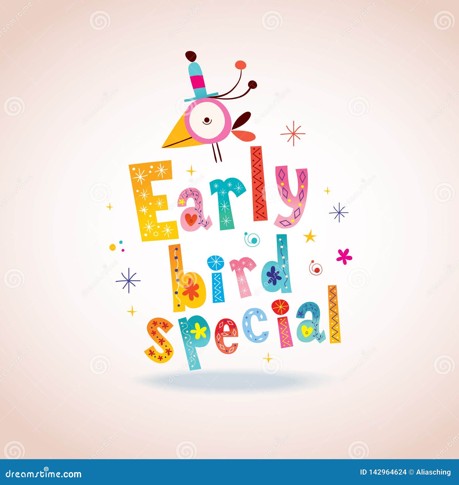 Early bird special stock vector. Illustration of type - 142964624