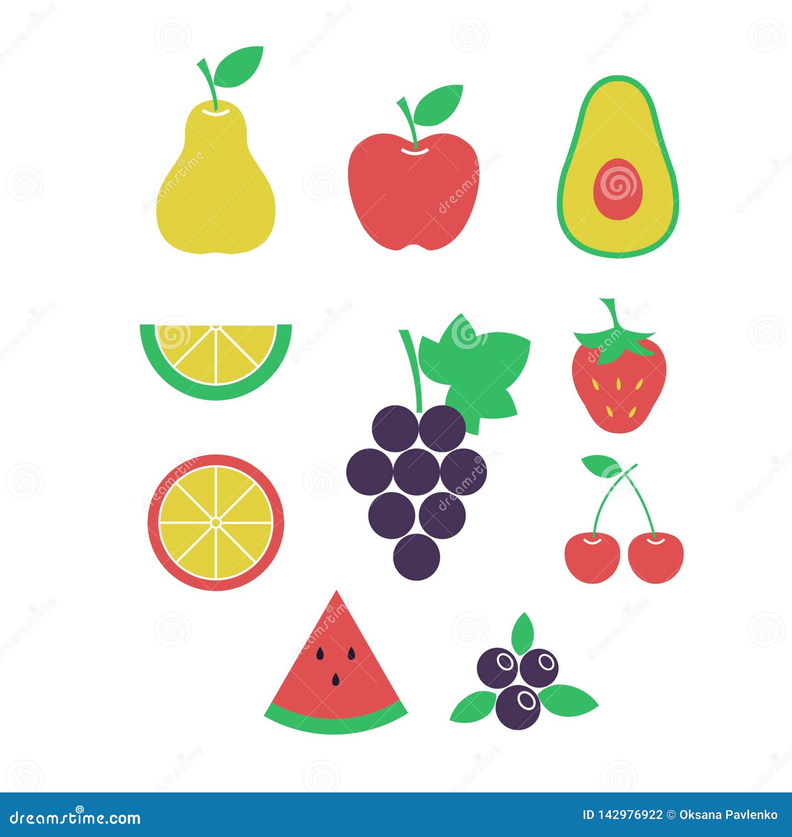 Set of fruits. Icon stock vector. Illustration of diet - 142976922