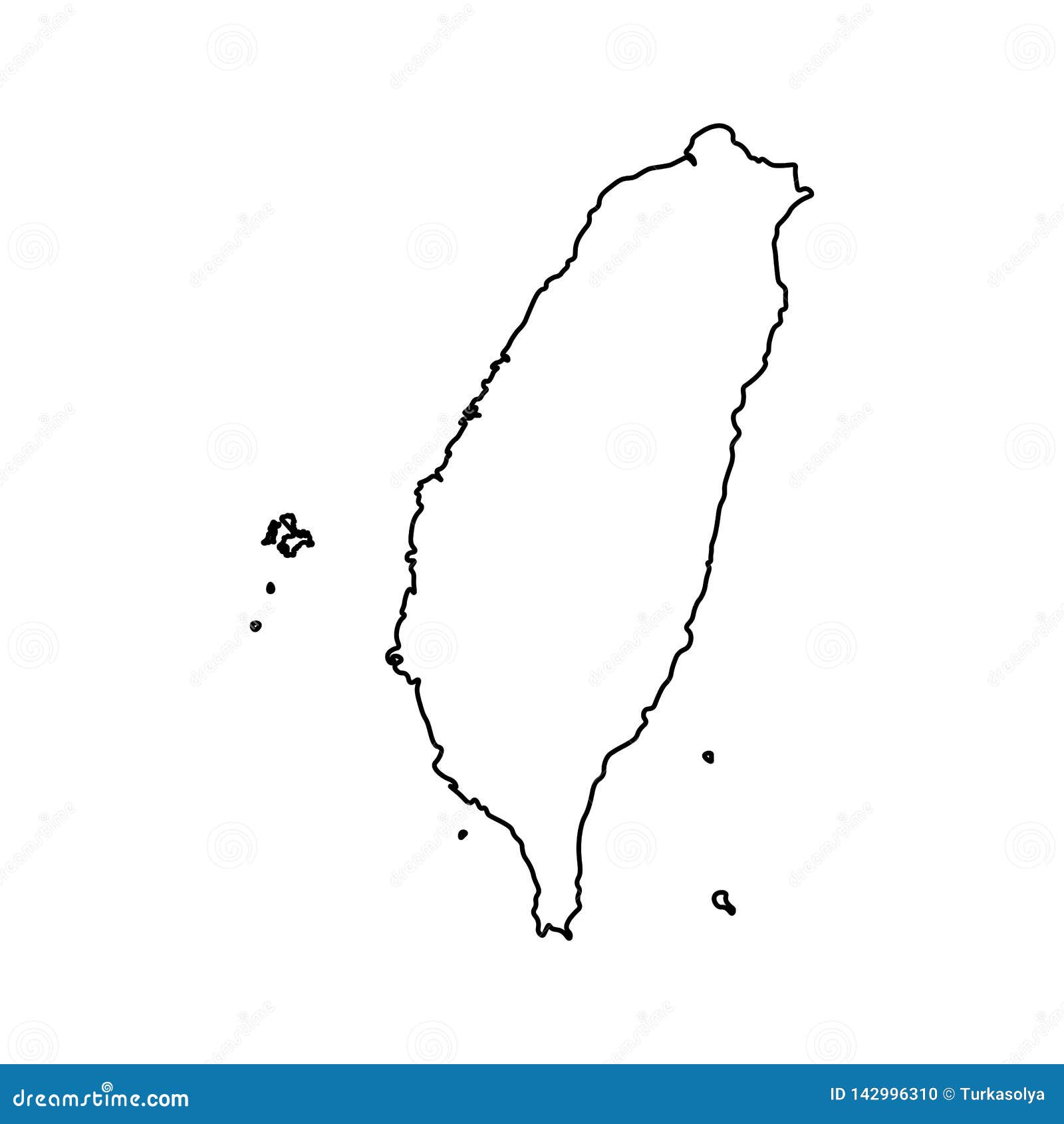 Simplified Map Of Taiwan China Region Outline. Fill And Stroke Vector ...