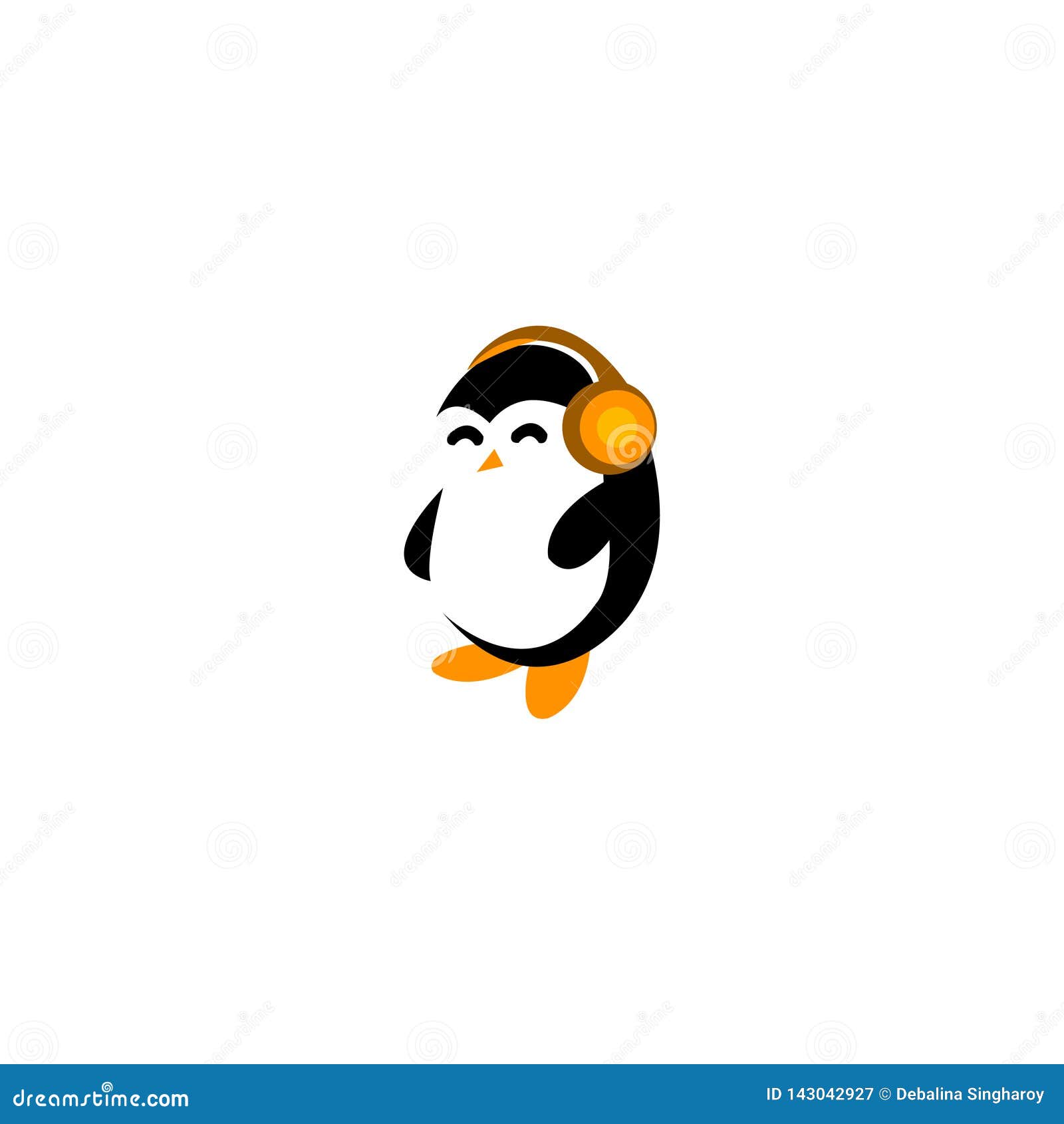 Penguin Listening Music- Stock Vector Illustration Stock Vector ...