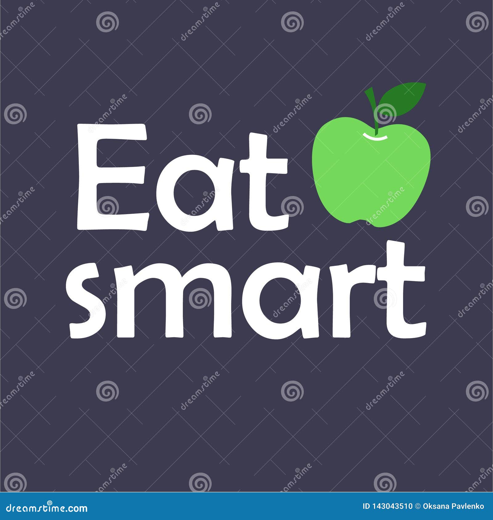 Eat Smart Concept. Slogan. Fruits. Green Apple Stock Vector ...