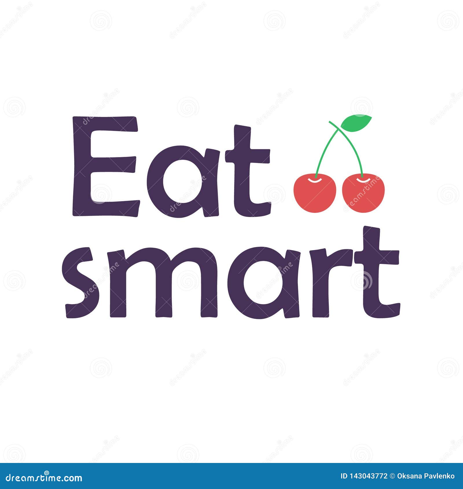 Eat Smart Concept. Fruit. Cherry. Banner. Slogan. Icon Stock Vector ...