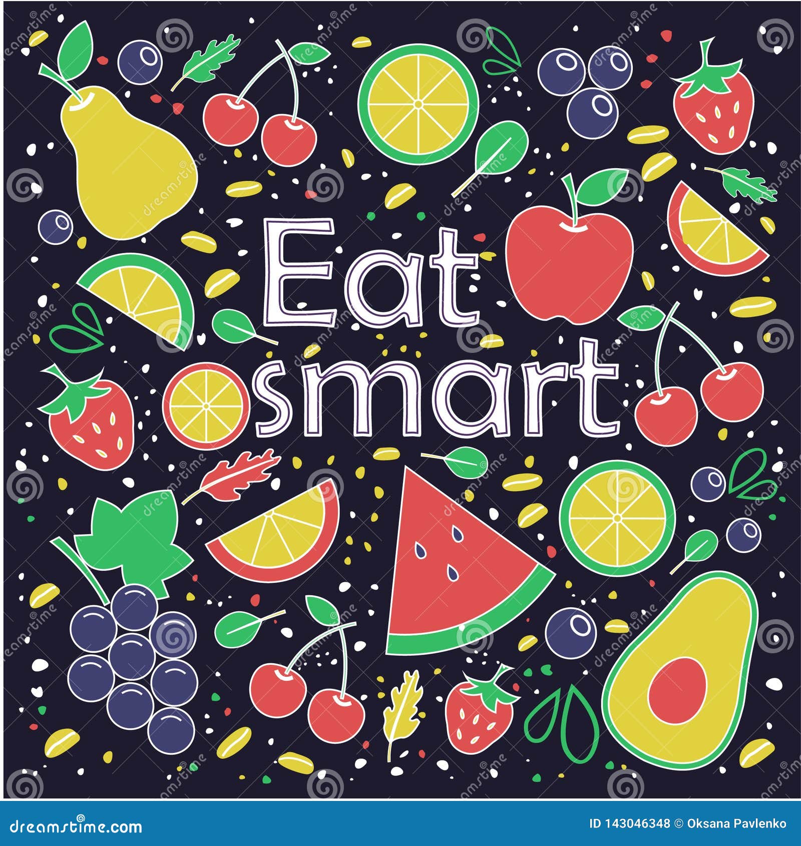 Eat smart concept. Fruits stock vector. Illustration of banner - 143046348