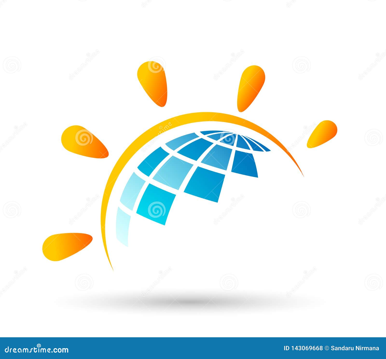 Globe World Sun Logo Concept Symbol Icon Design Vector on White ...
