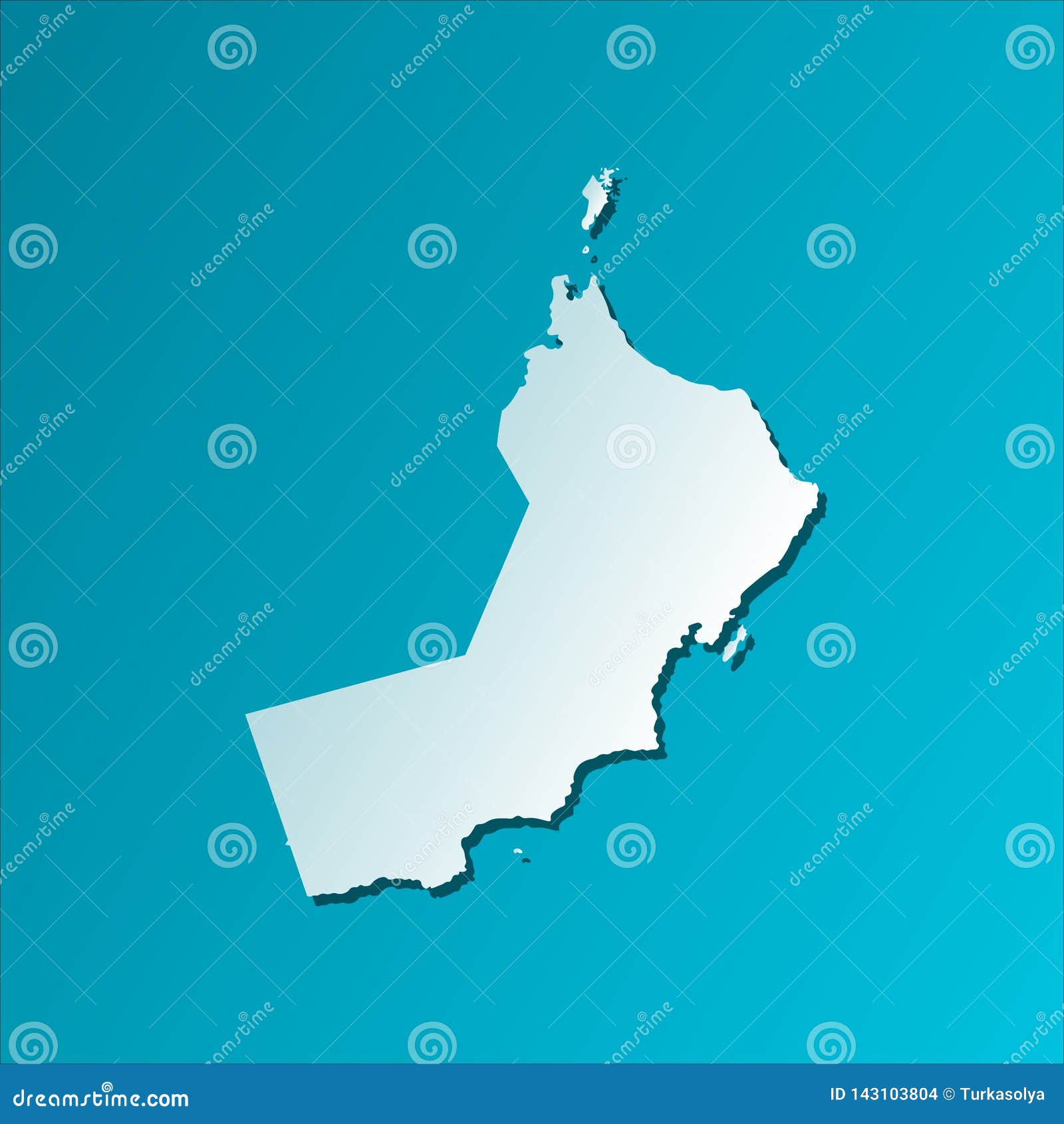 Oman Blue Marked In Political Map Of South Asia And Middle East. Simple ...