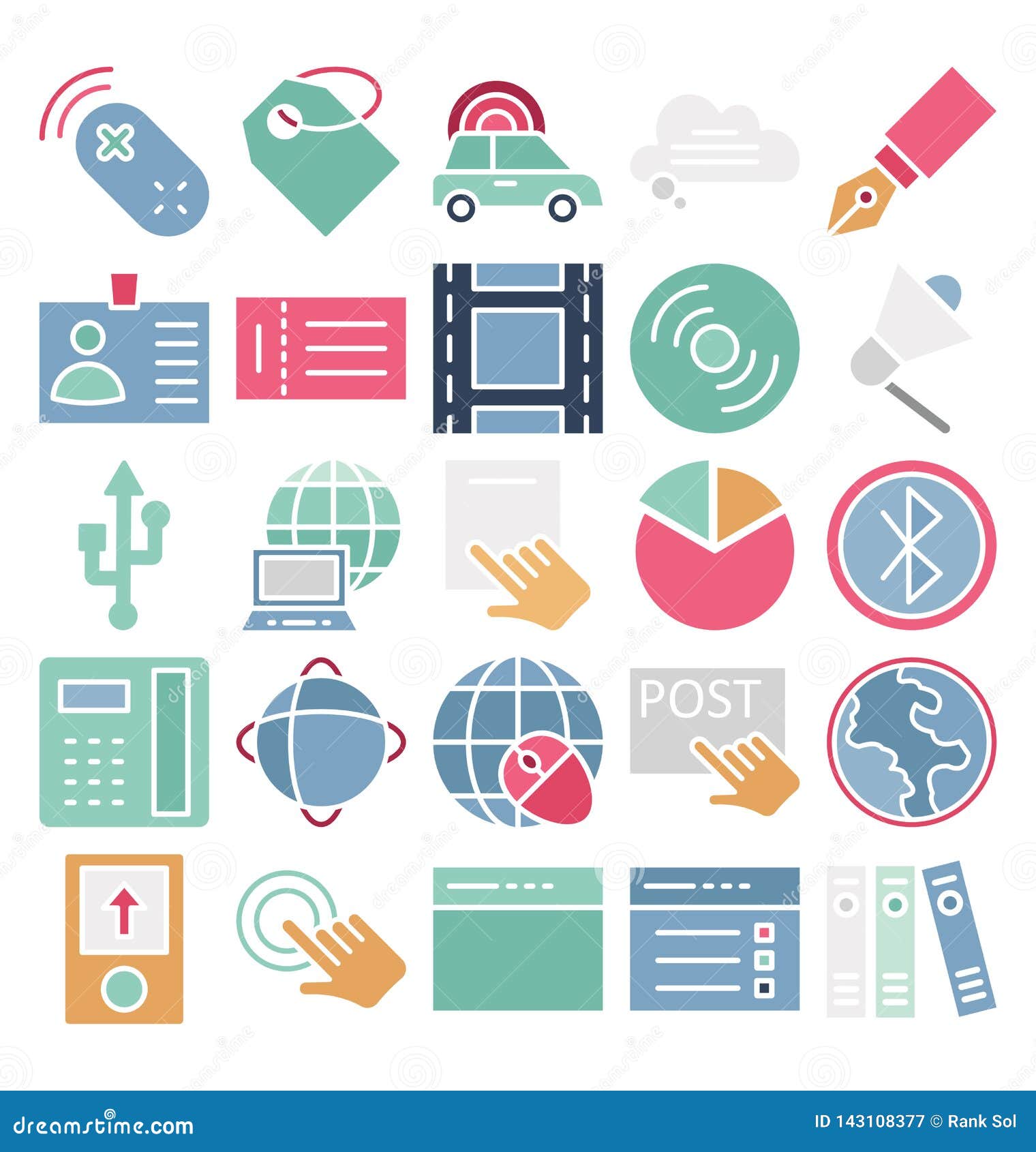 Communication and Digital Devices Isolated Vector Icons Set that Can Be ...