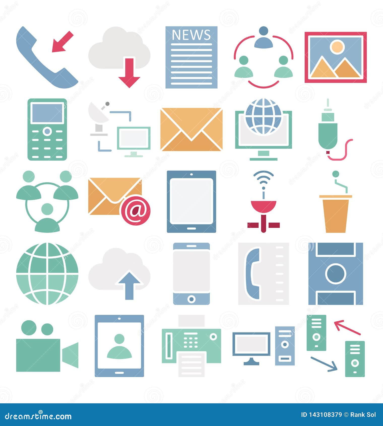 Communication and Digital Devices Isolated Vector Icons Set that Can Be ...