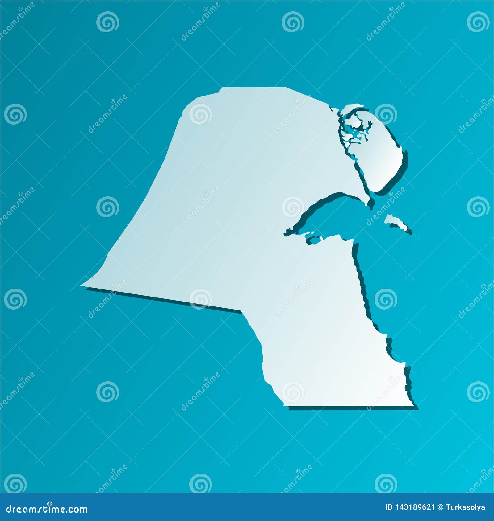 Kuwait Blue Marked In Political Map Of South Asia And Middle East ...