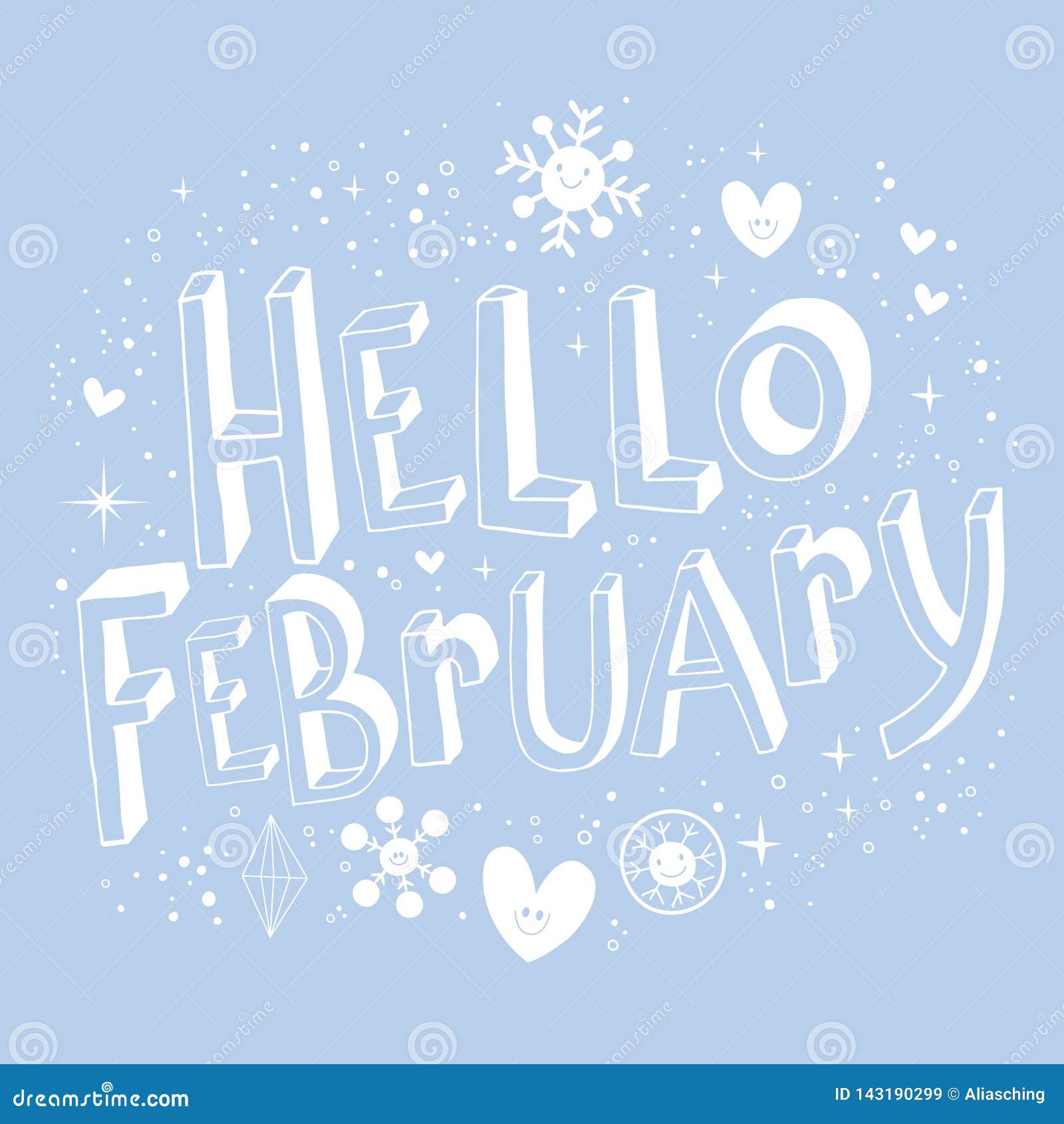 Hello February stock vector. Illustration of poster - 143190299