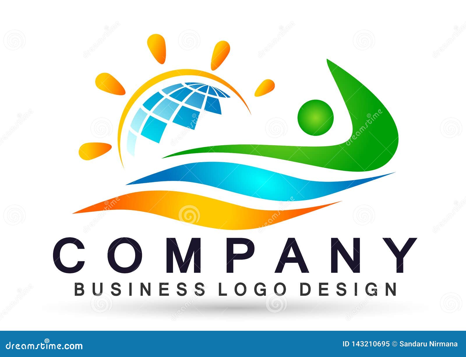 People Globe Sun Sea Wave Water Wave Winning Swimming Logo Team Work ...