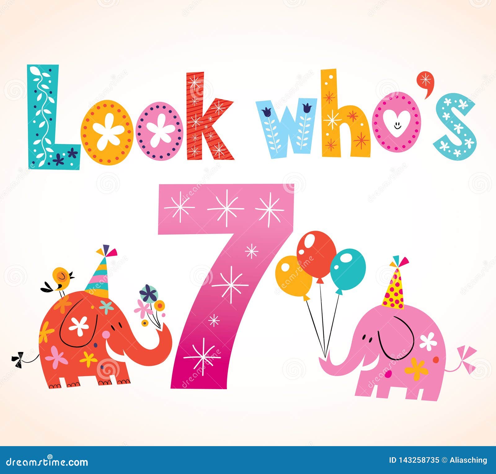 Look Who`s Seven - Seventh Birthday Cartoon Vector | CartoonDealer.com ...