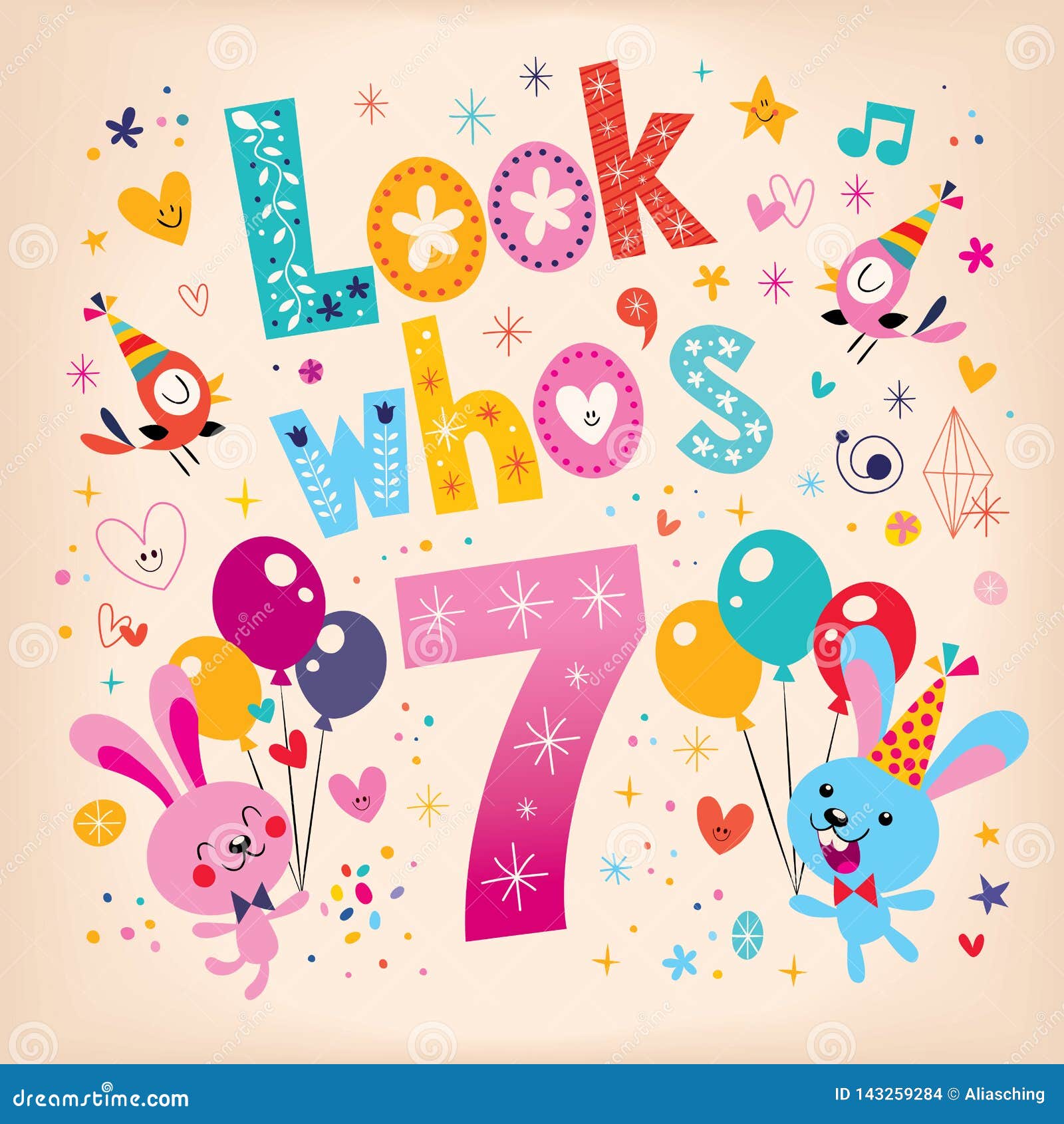 Look Who`s Seven - Seventh Birthday Cartoon Vector | CartoonDealer.com ...