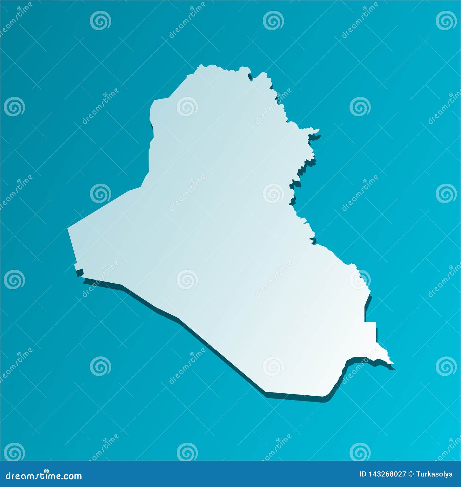 Iraq - Blue Map With Neighboring Countries And Names Stock Illustration ...