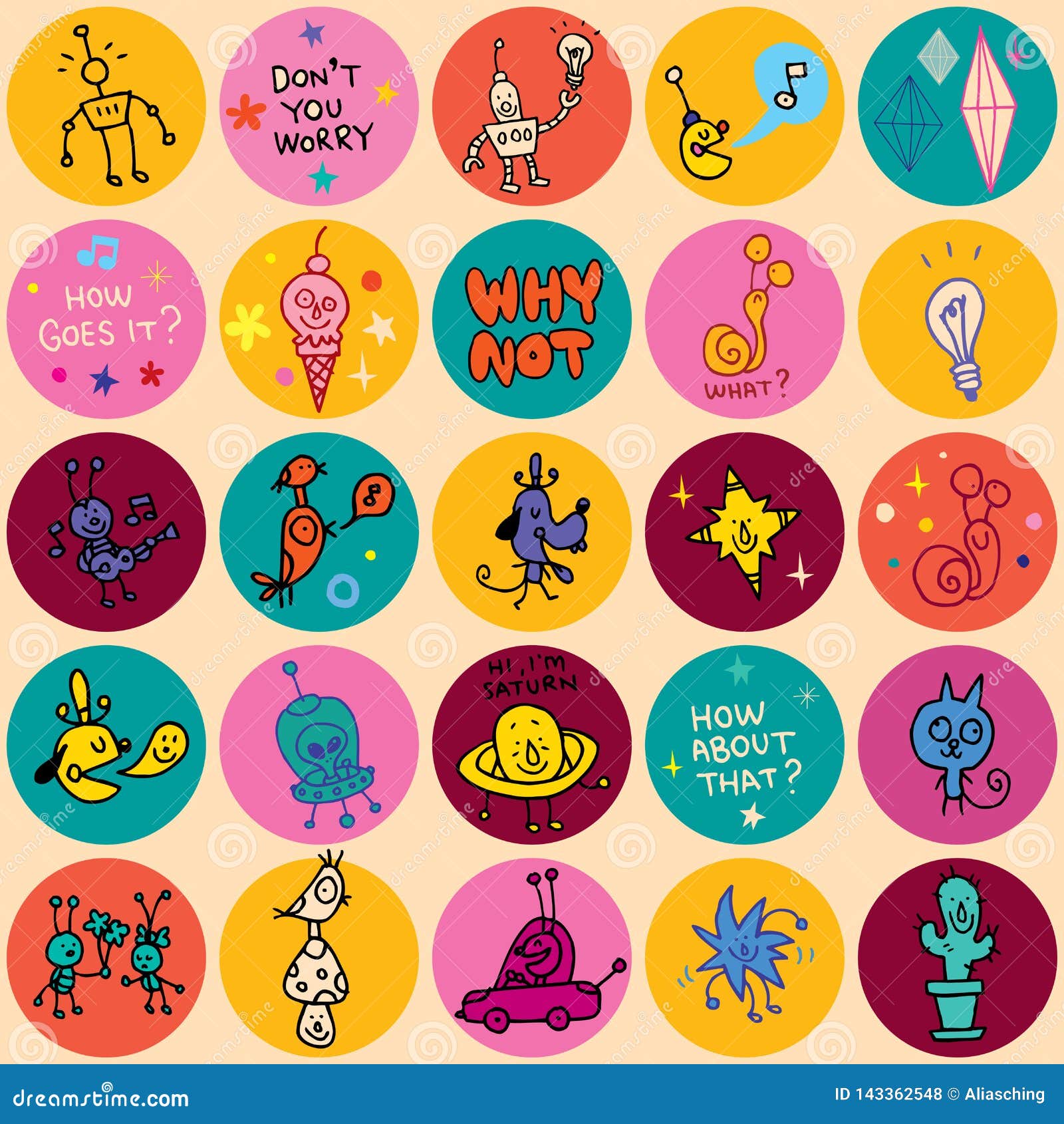 Cartoon Characters Seamless Pattern Stock Vector - Illustration of ...